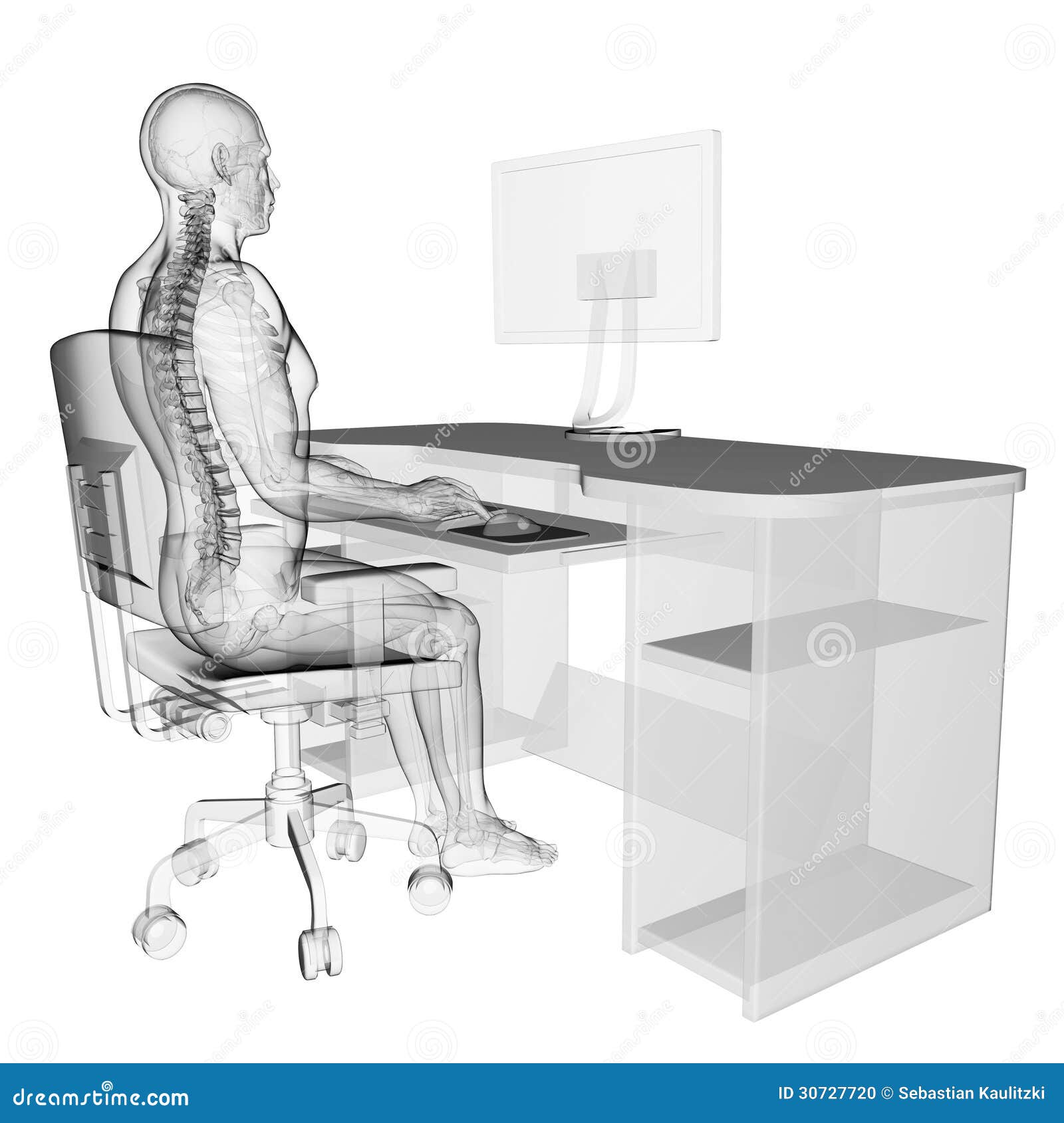 Correct sitting posture stock illustration. Illustration of skeleton ...