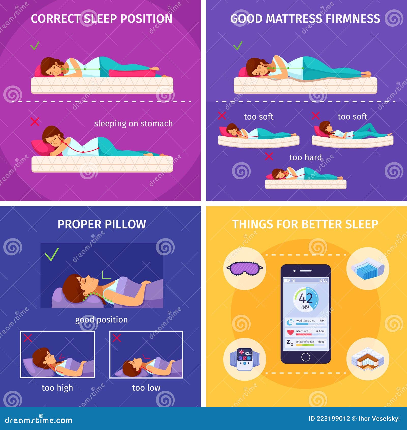 Better Sleep Design Concept Stock Vector - Illustration of wellness ...