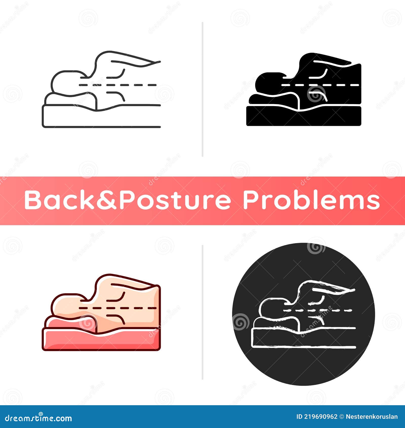 Correct Sleeping Position for Spinal Health Icon Stock Vector ...