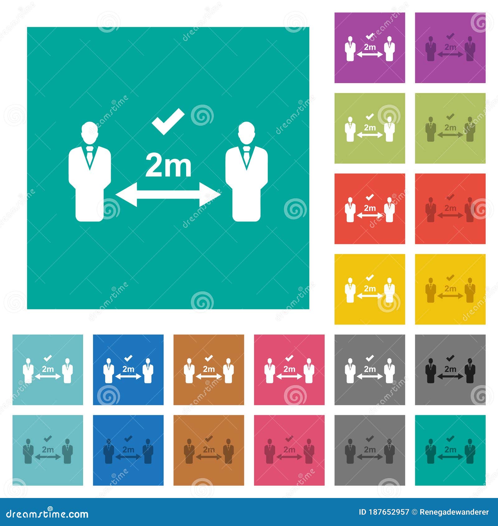 Correct Social Distancing Square Flat Multi Colored Icons Stock Vector ...