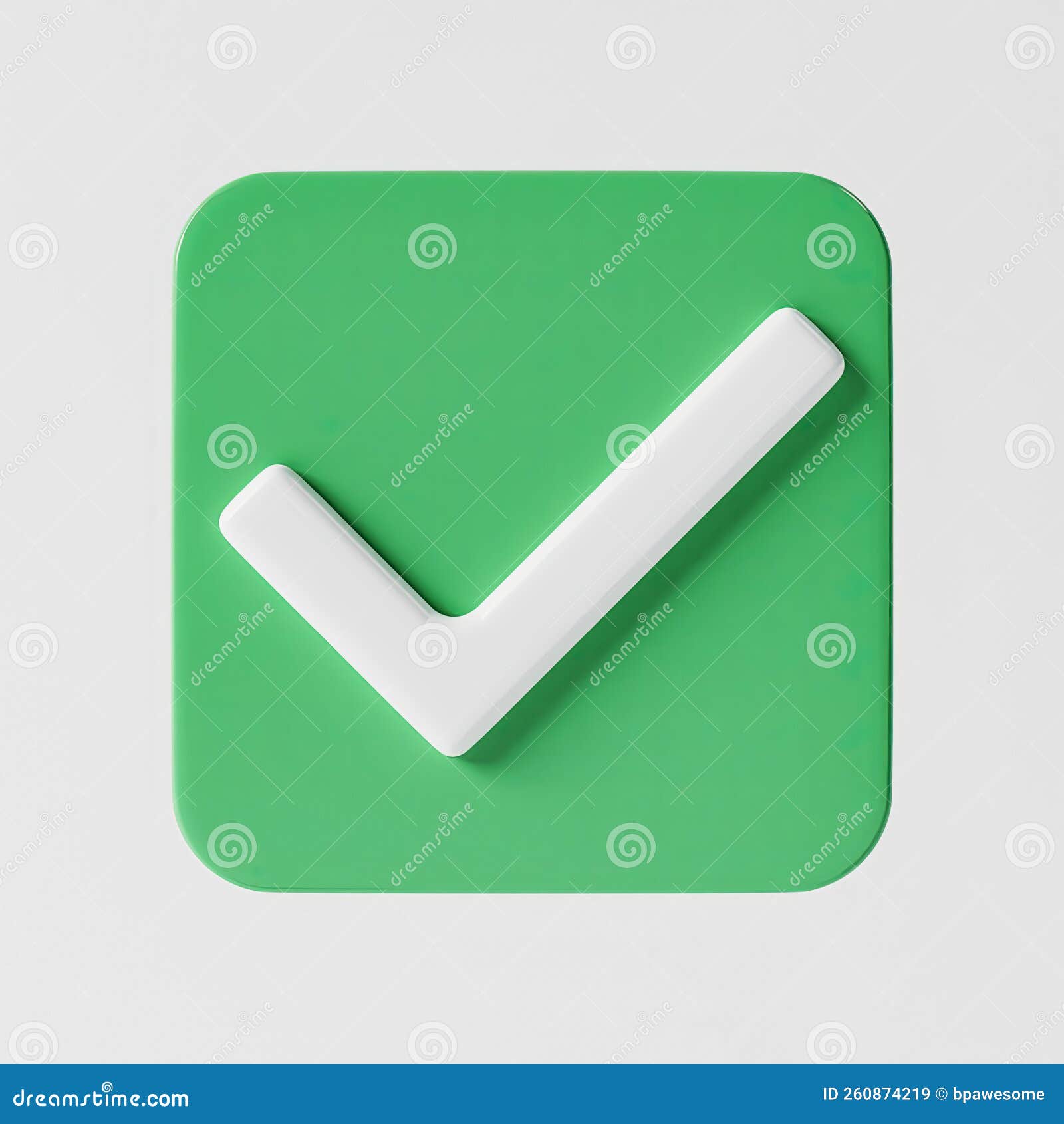 Correct Symbol Icon Isolated White Background, Checkmark Button, 3d ...