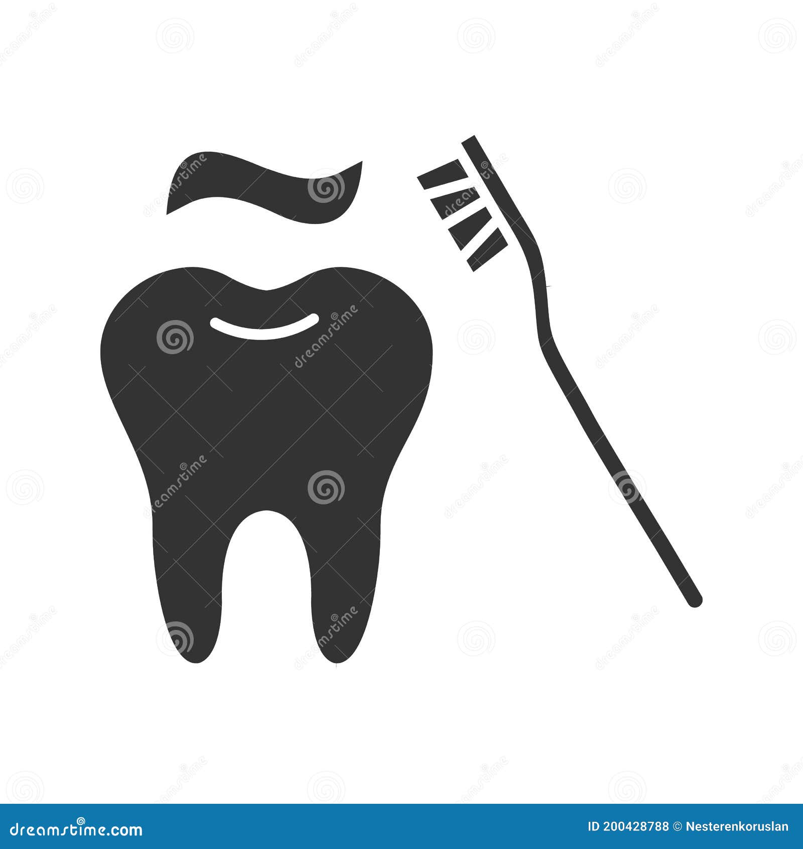 Correct Teeth Brushing Glyph Icon Stock Vector - Illustration of black ...
