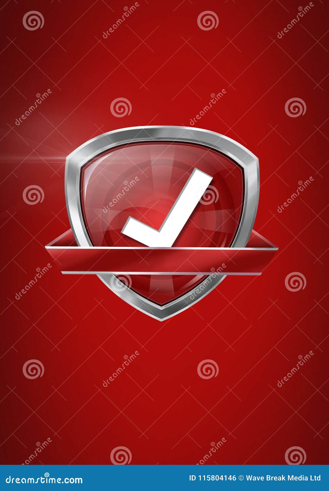 Correct Tick Shield On Red Background Royalty-Free Stock Photography ...