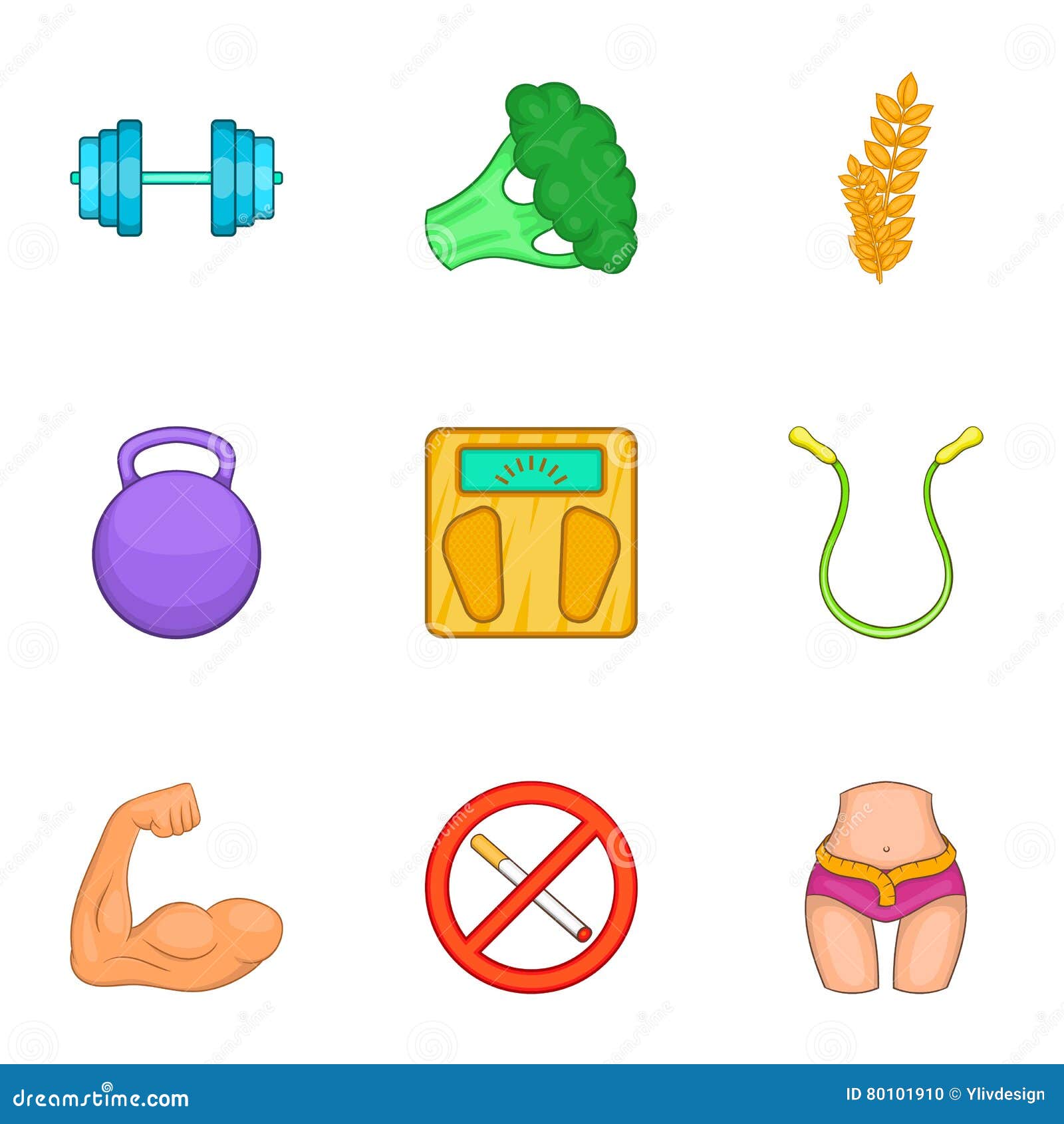 Correct Way of Life Icons Set, Cartoon Style Stock Vector ...