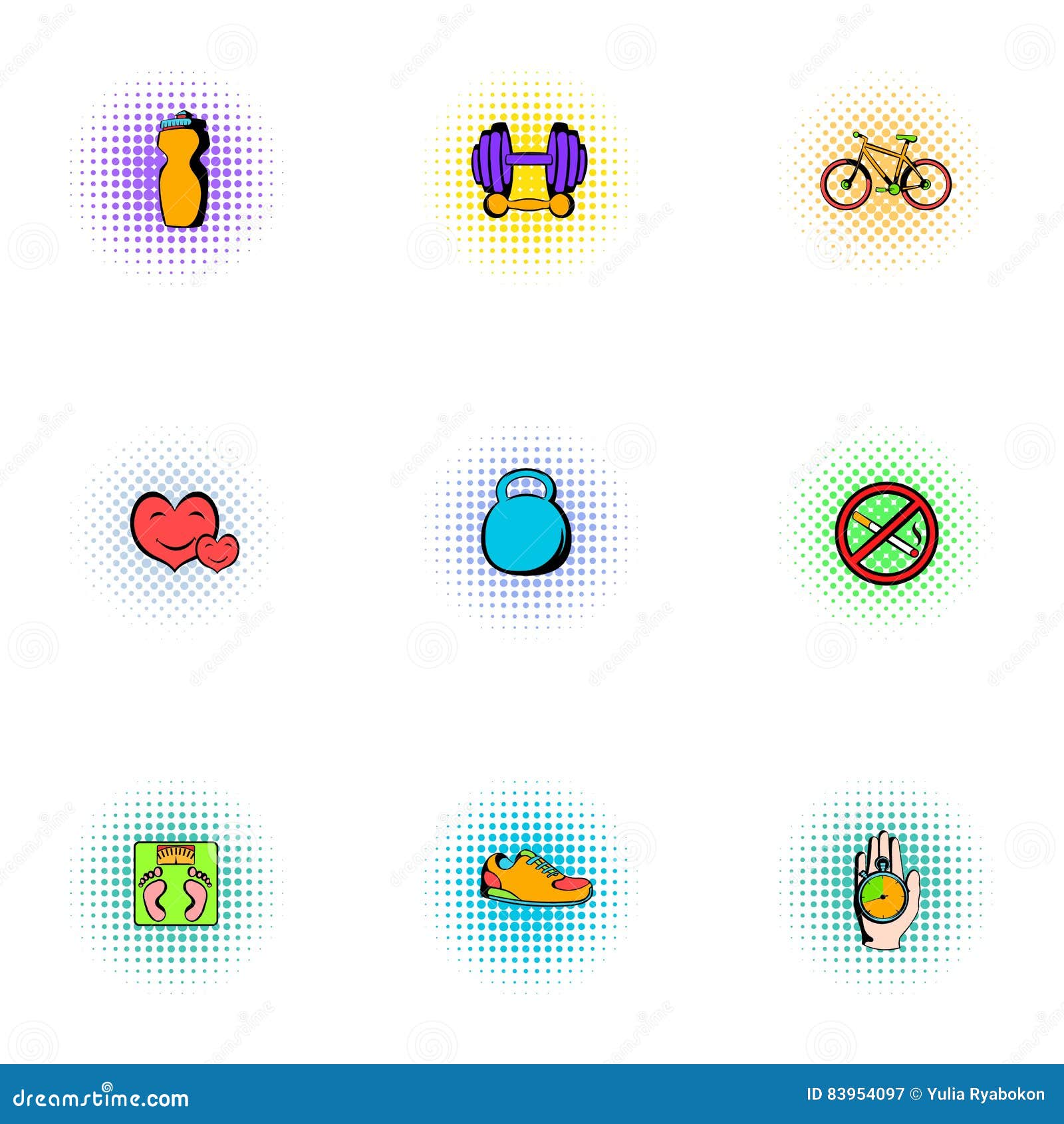 Correct Way of Life Icons Set, Pop-art Style Stock Vector ...