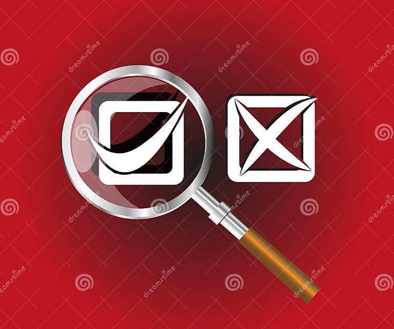 Correct and Wrong Check Box with Magnifier Stock Illustration ...