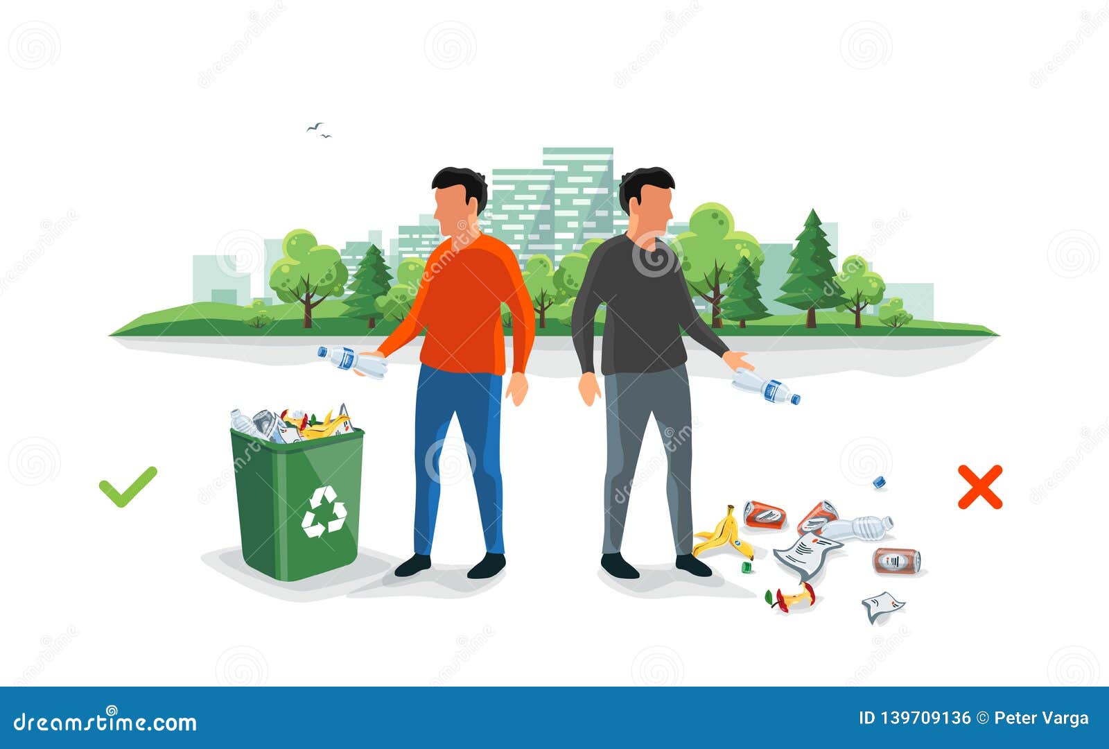 Littering Garbage Around The Trash Bin On The Street Cartoon Vector ... Littering Garbage Around The Trash Bin On The Street Cartoon Vector ...