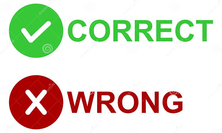 Correct Wrong Sign in Circle Icon Set Stock Vector - Illustration of ...