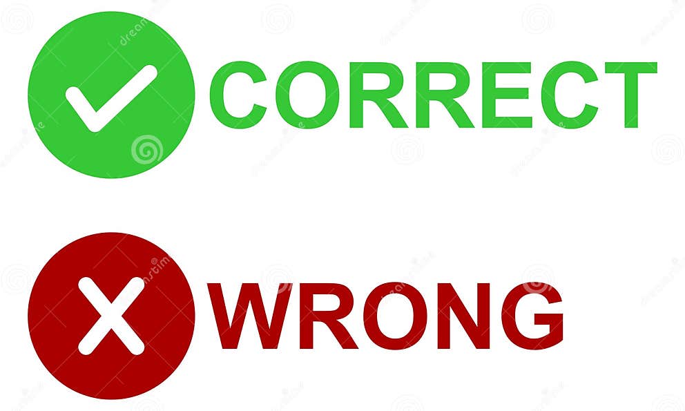 Correct Wrong Sign in Circle Icon Set Stock Vector - Illustration of ...