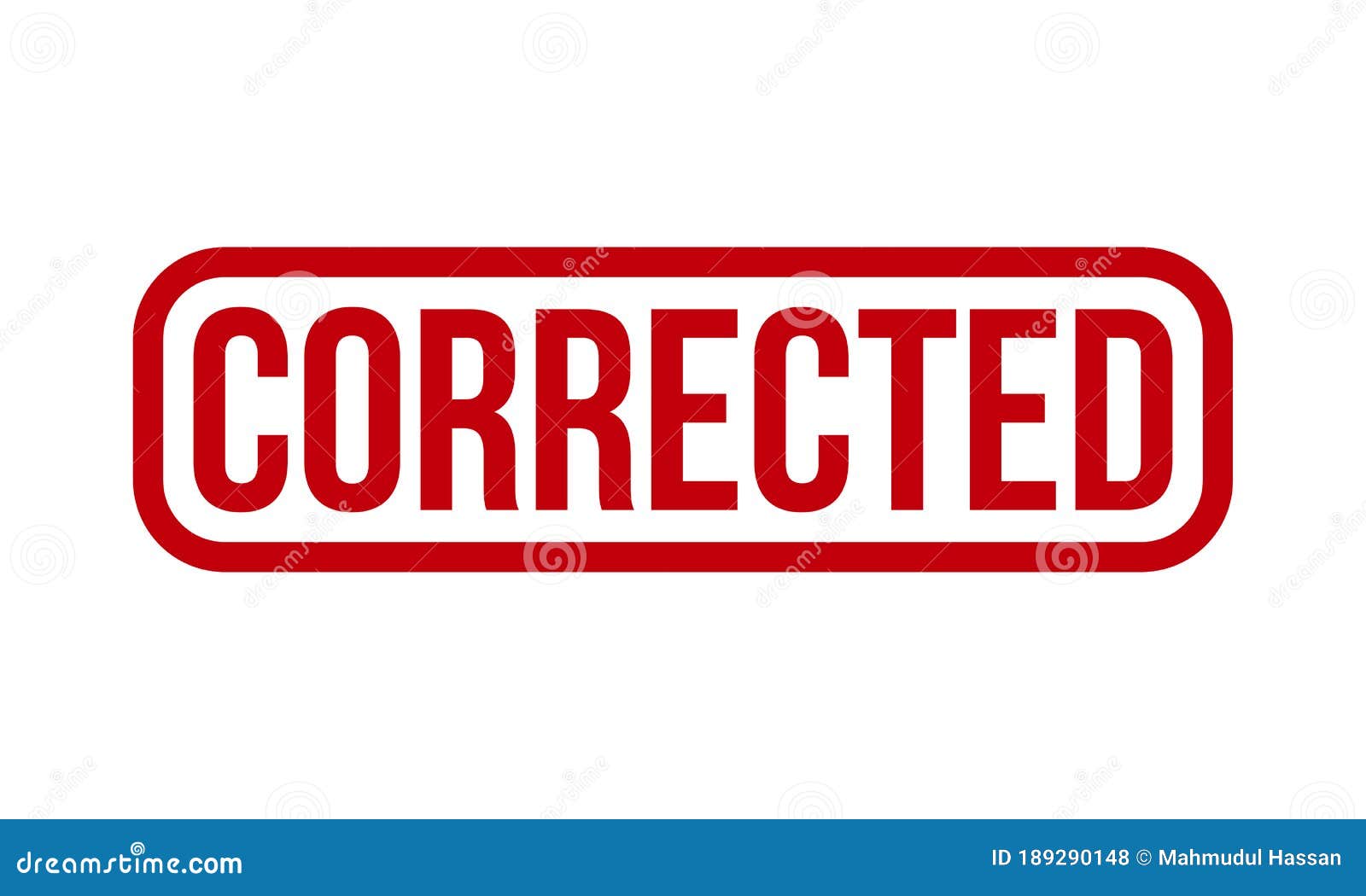 Corrected Rubber Stamp. Red Corrected Rubber Grunge Stamp Seal Vector ...