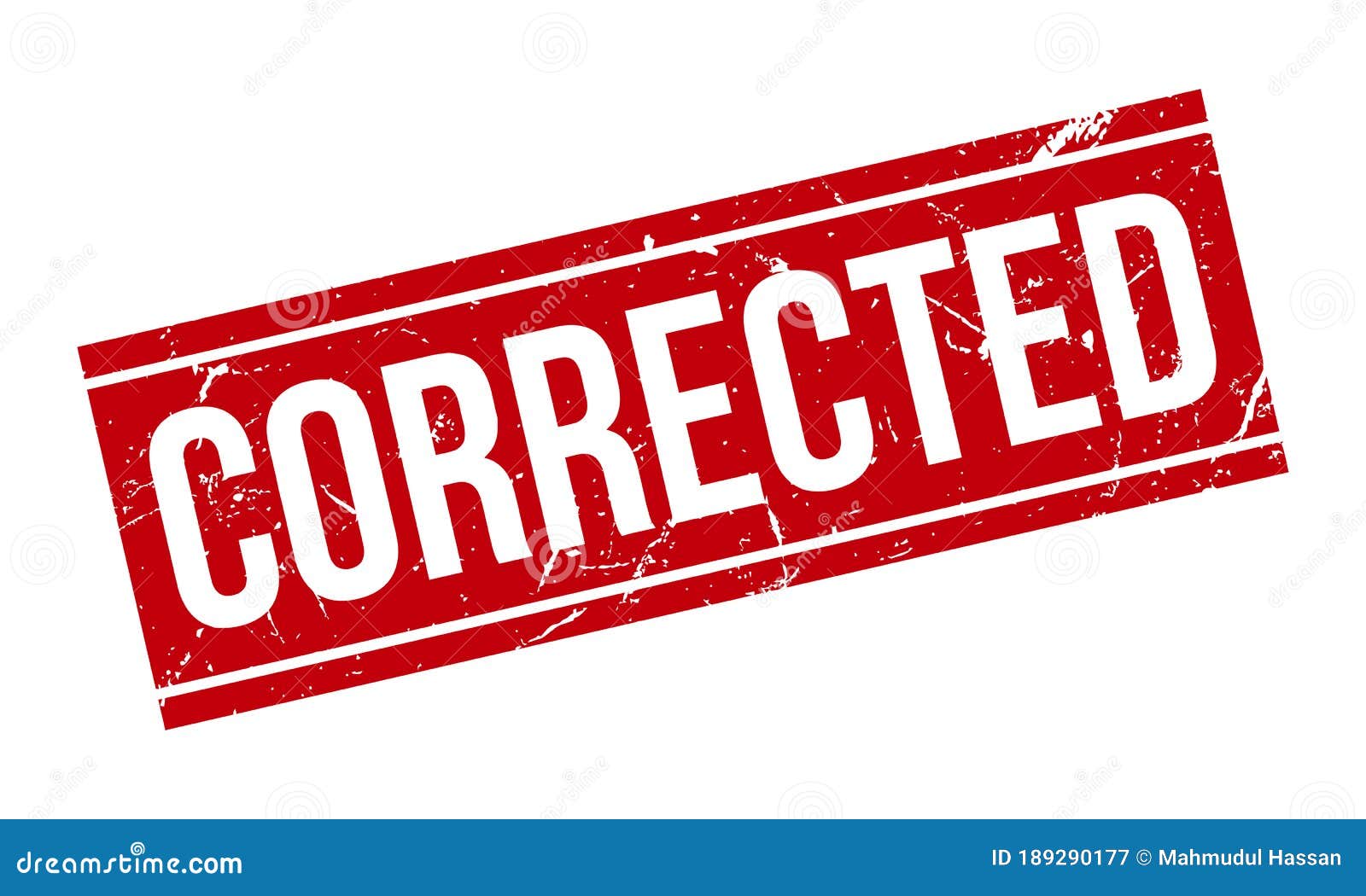 Corrected Rubber Stamp. Red Corrected Rubber Grunge Stamp Seal Vector ...