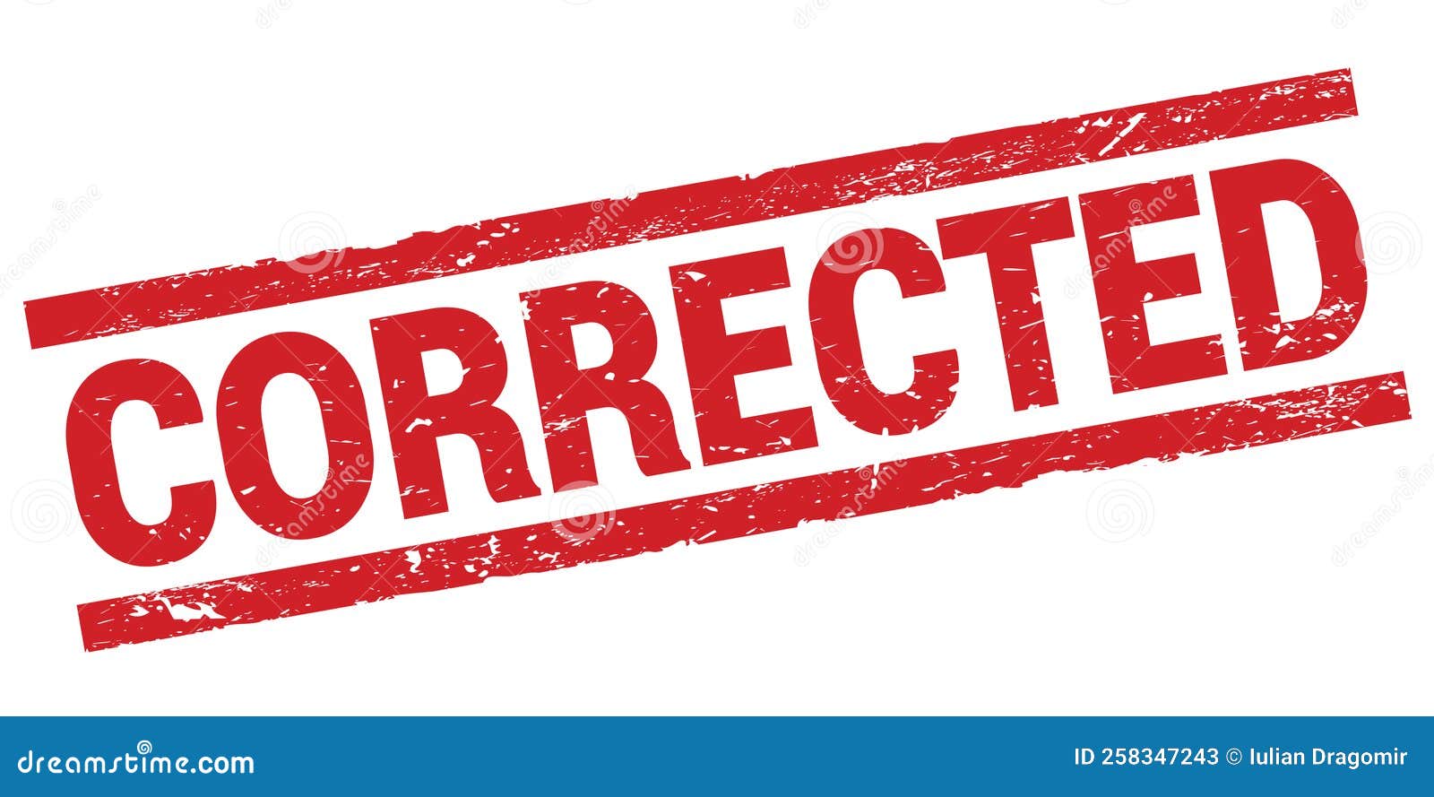 CORRECTED Text on Red Rectangle Stamp Sign Stock Illustration ...