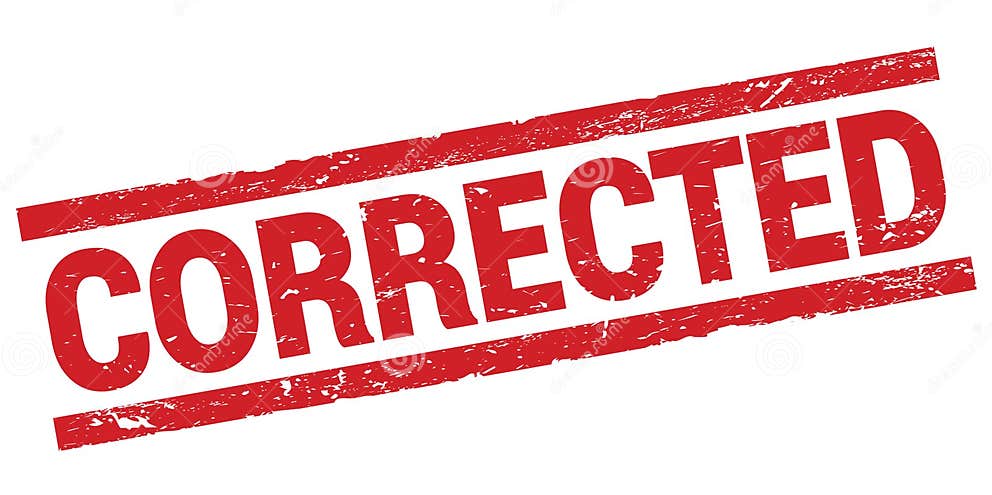 CORRECTED Text on Red Rectangle Stamp Sign Stock Illustration ...