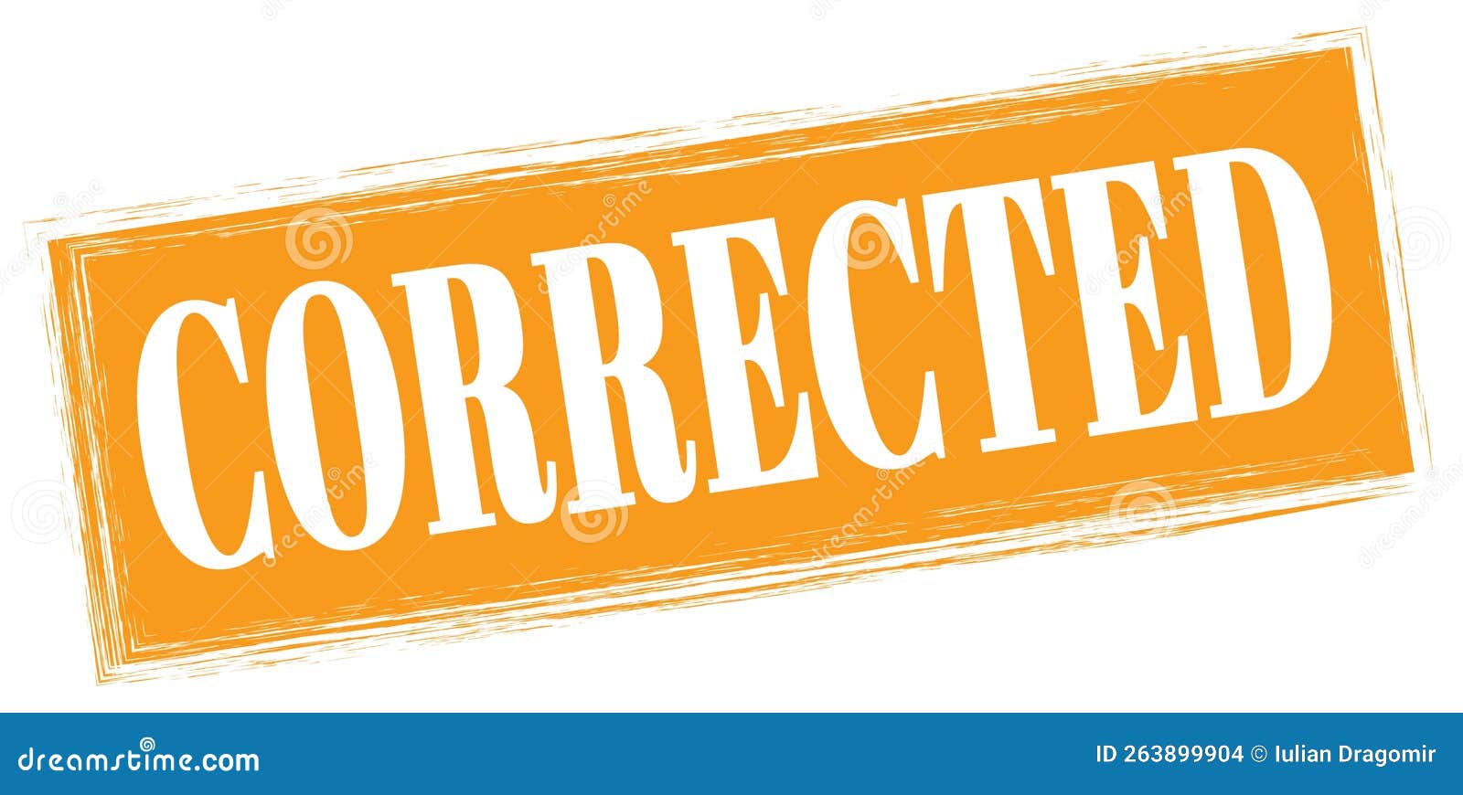 CORRECTED Text Written on Orange Stamp Sign Stock Illustration ...
