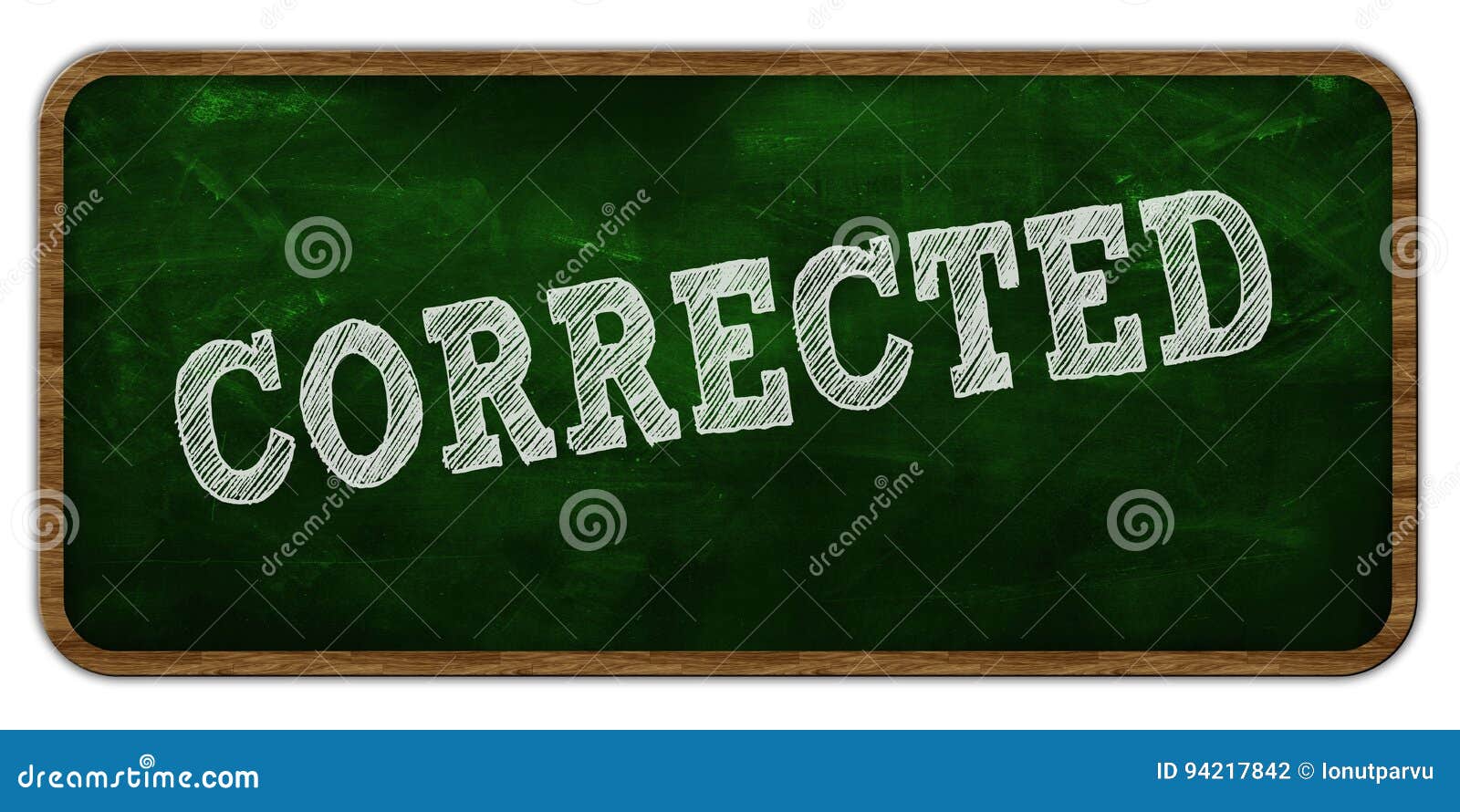 CORRECTED Written with Chalk on Green Chalkboard. Wooden Frame Stock ...