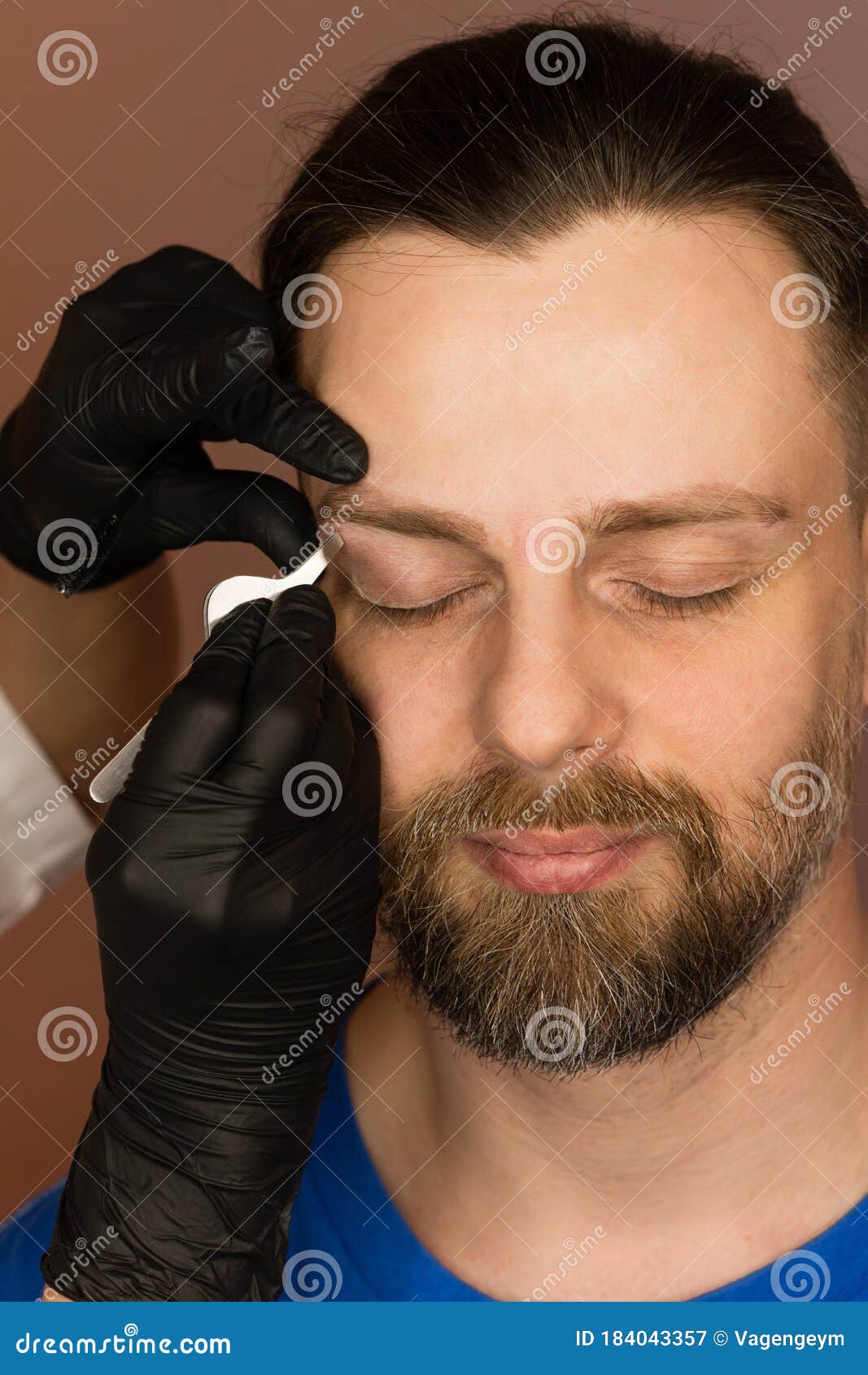 Correcting Shape of Eyebrows To Male Client Stock Image - Image of ...