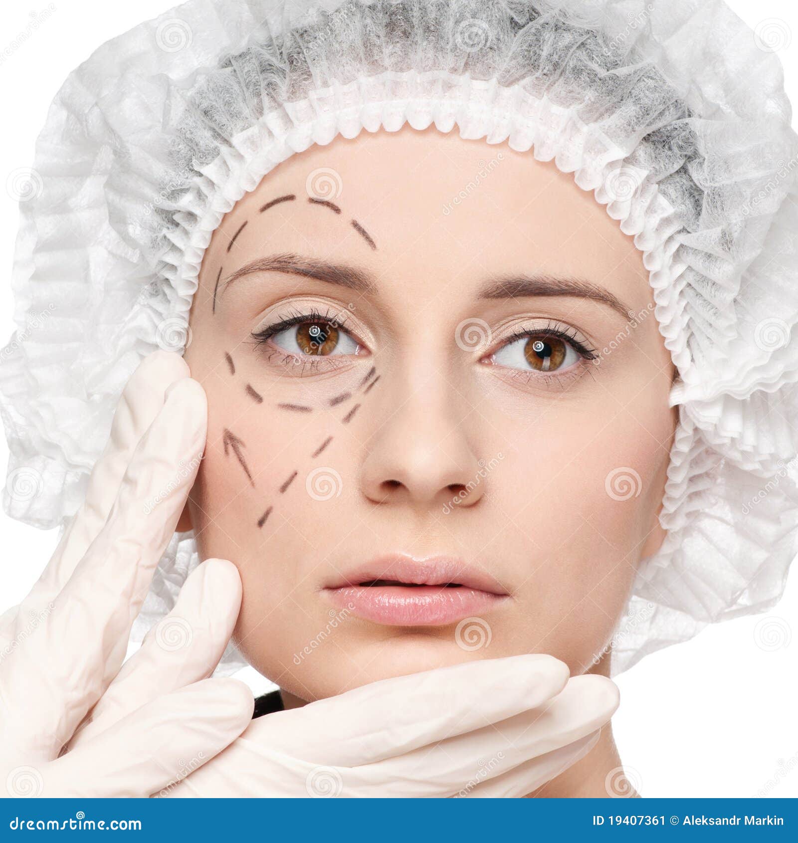 Correction Lines on Woman Face Stock Image - Image of medicine, close ...