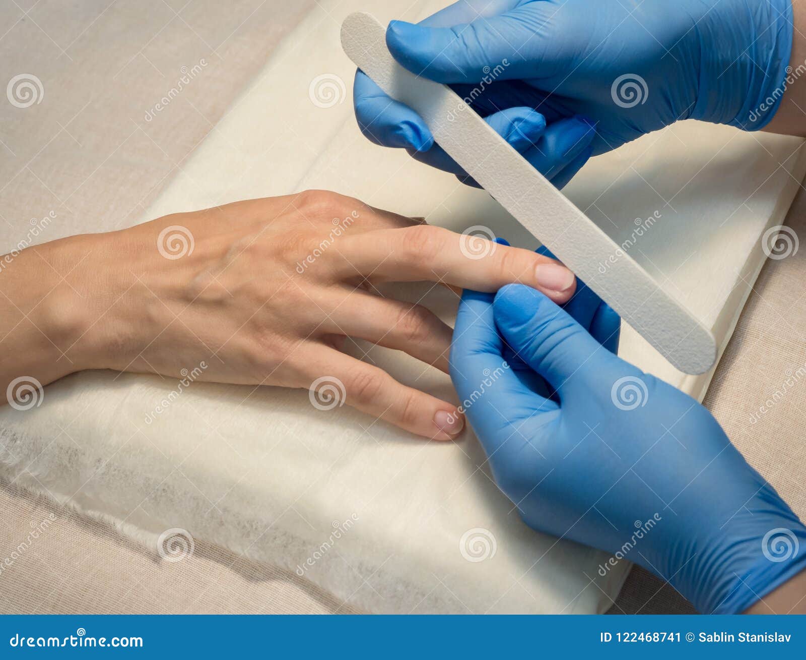 Correction of the Nail Shape in the Nail Salon. Stock Image - Image of ...
