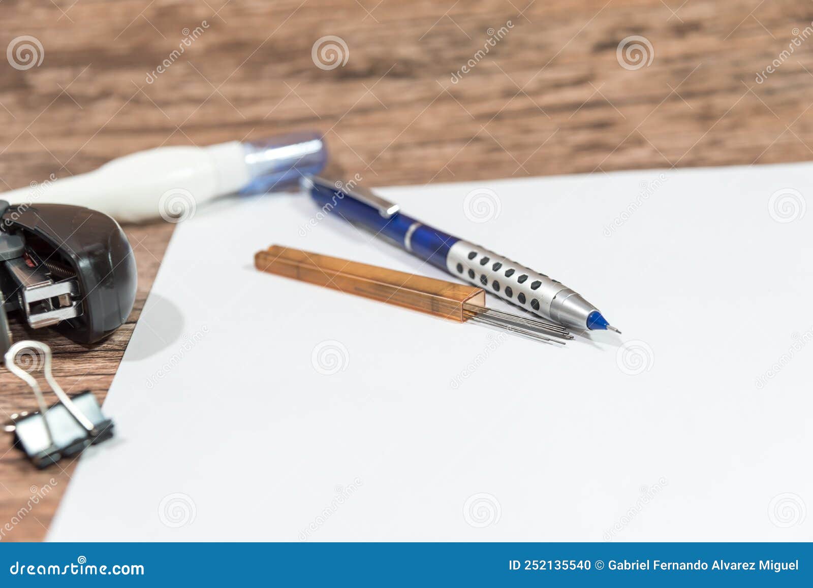Correction Pencil, Mechanical Pencil, Fastener and Paper Hook on a ...