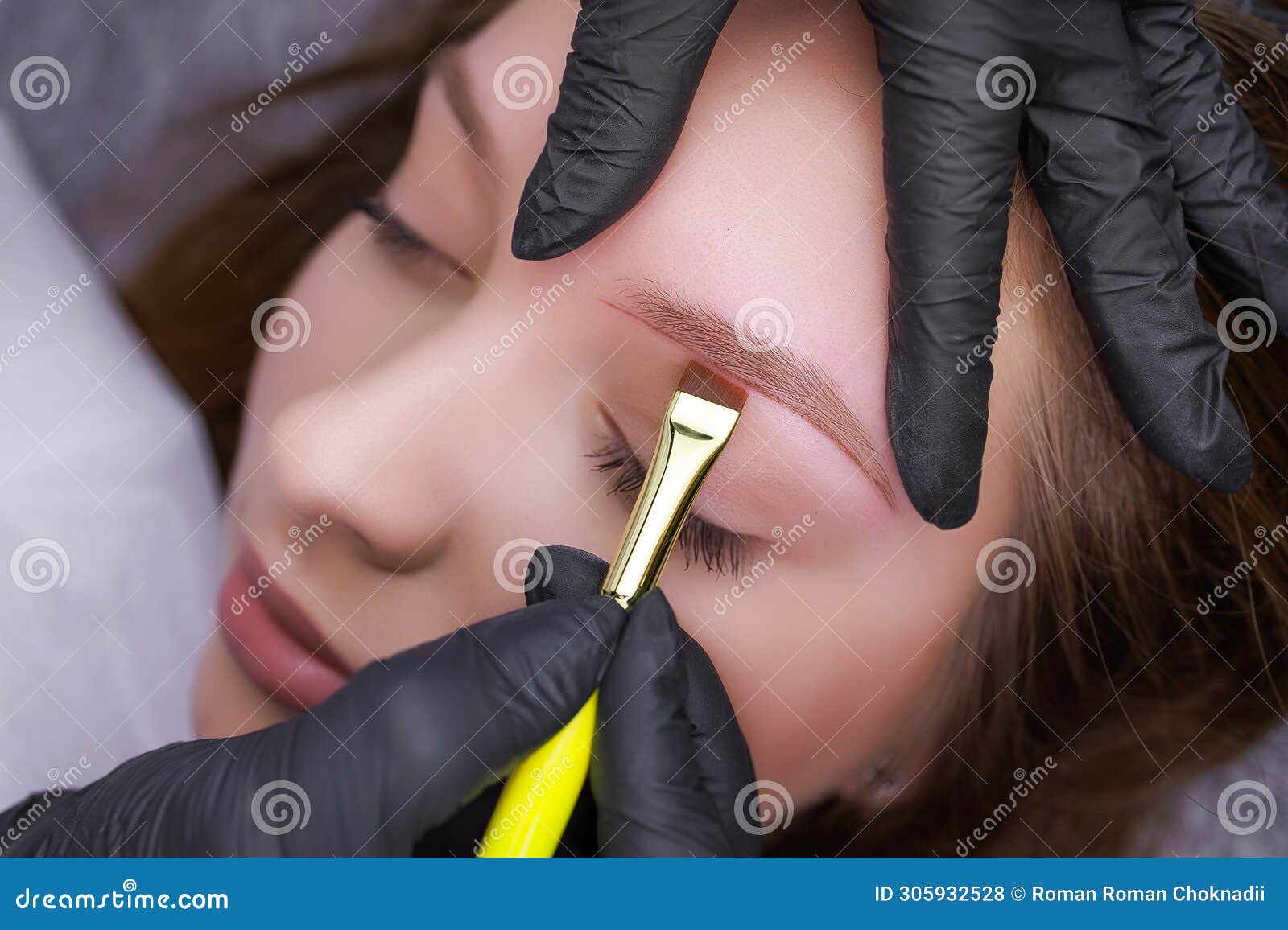 PMU Procedure, Permanent Eyebrow Makeup. Stock Photo - Image of salon ...
