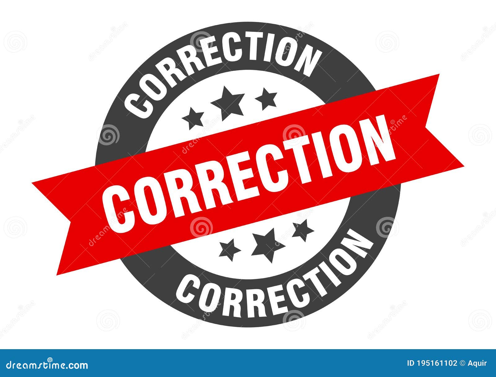 Correction Sign. Round Ribbon Sticker. Isolated Tag Stock Vector ...