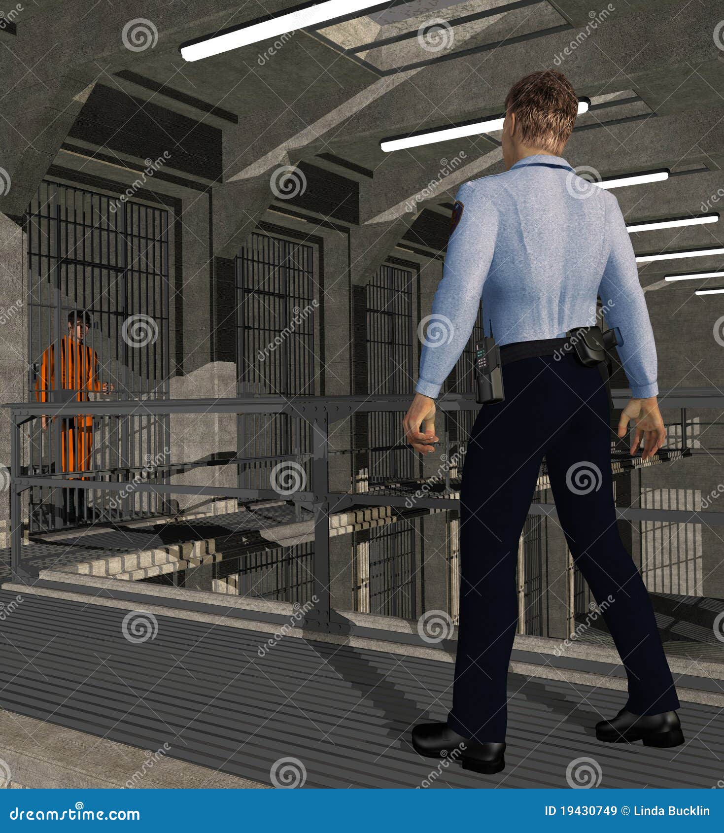 Corrections Officer at Work Stock Illustration - Illustration of ...