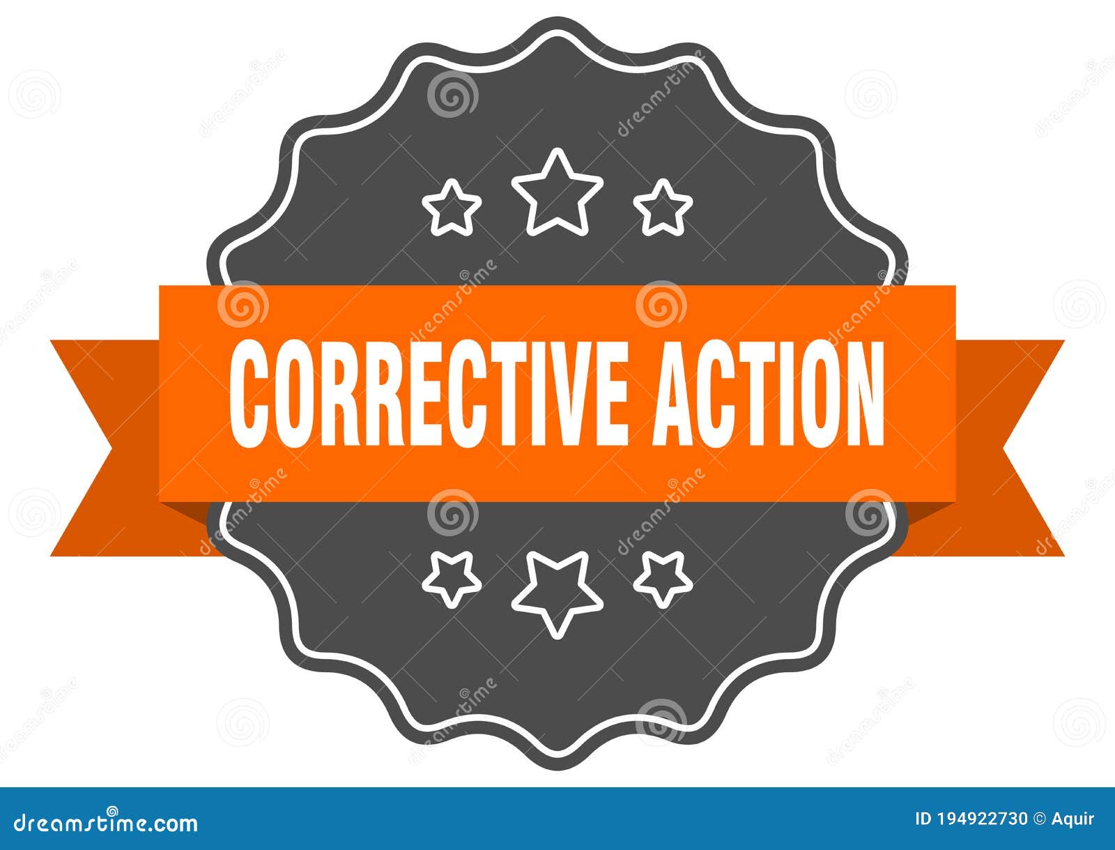 Corrective Action Label. Corrective Action Isolated Seal. Sticker. Sign ...