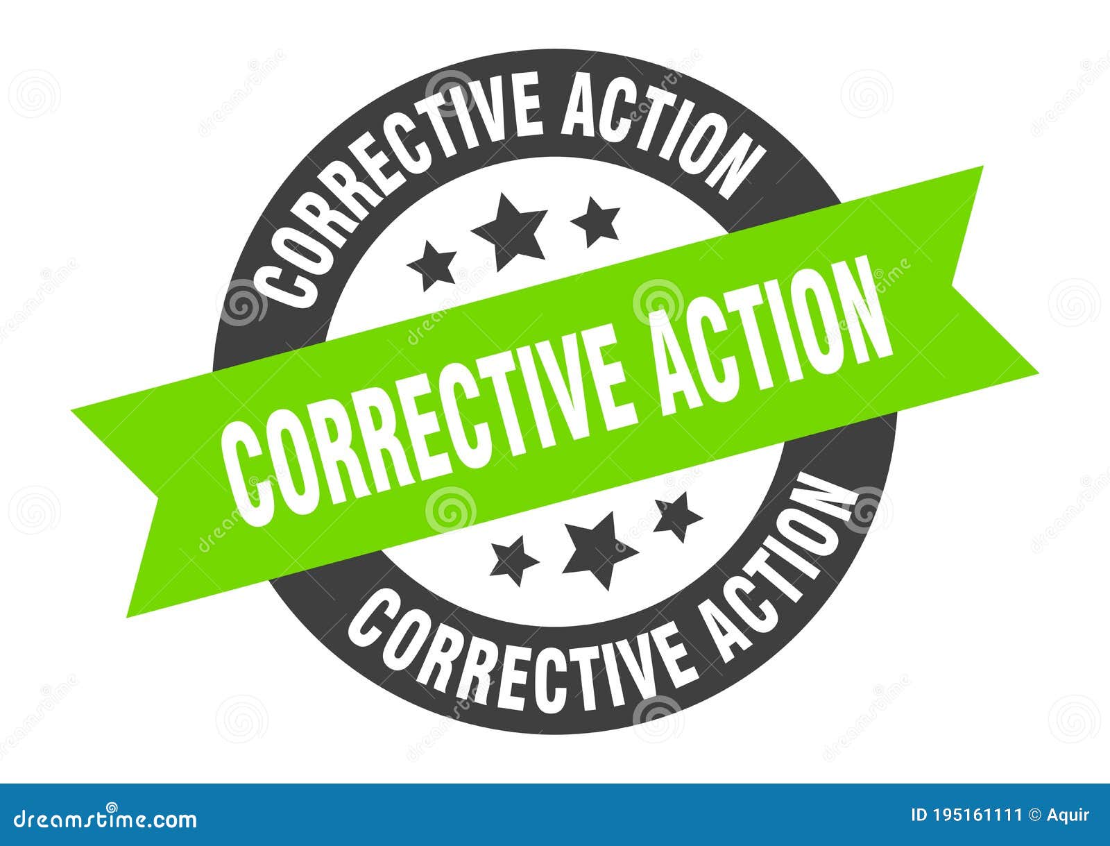 Corrective Action Sign. Round Ribbon Sticker. Isolated Tag Stock Vector ...