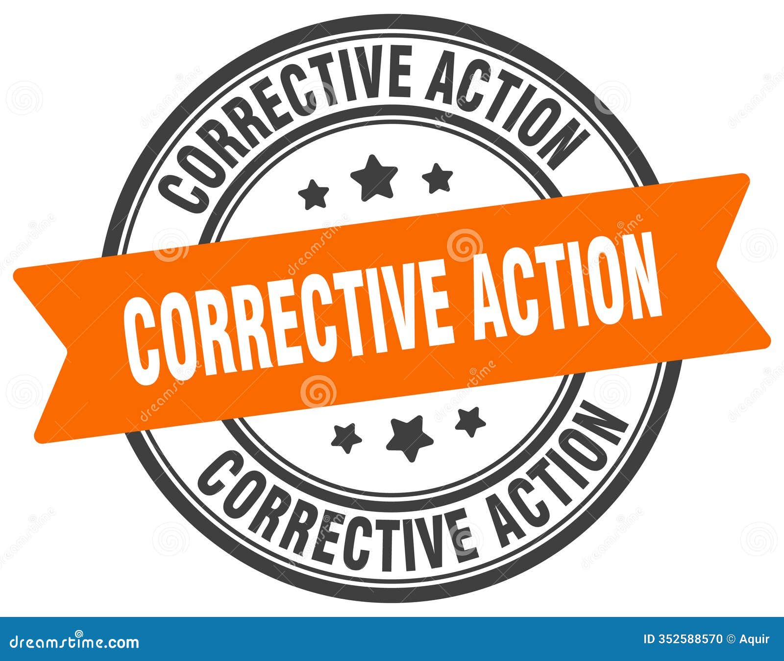 Corrective Action Sign. Corrective Action Round Isolated Ribbon Label ...