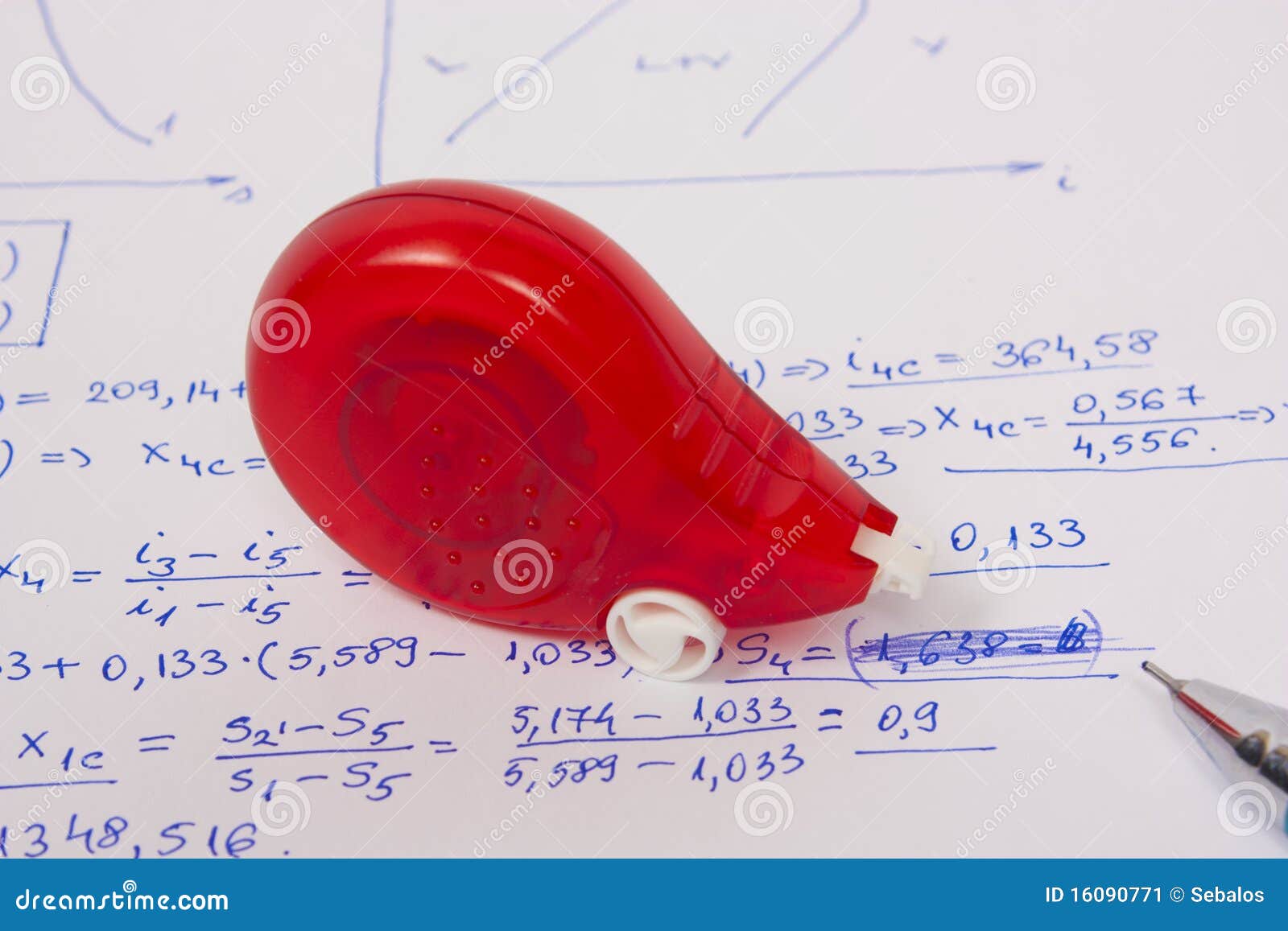 Corrector on written paper stock image. Image of separated - 16090771