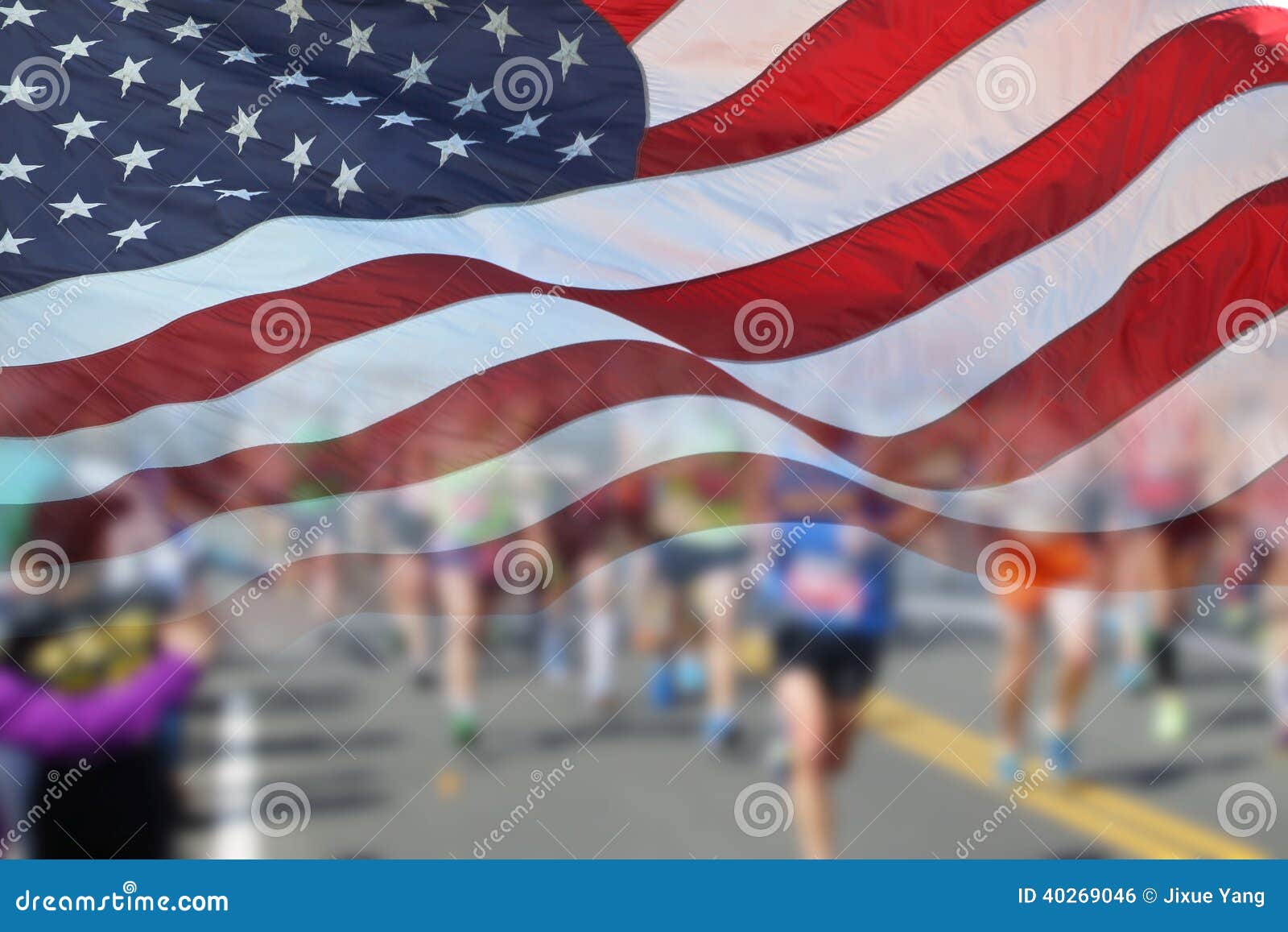 Corredores Da Bandeira E De Maratona Dos E.U. Ilustração Stock ...