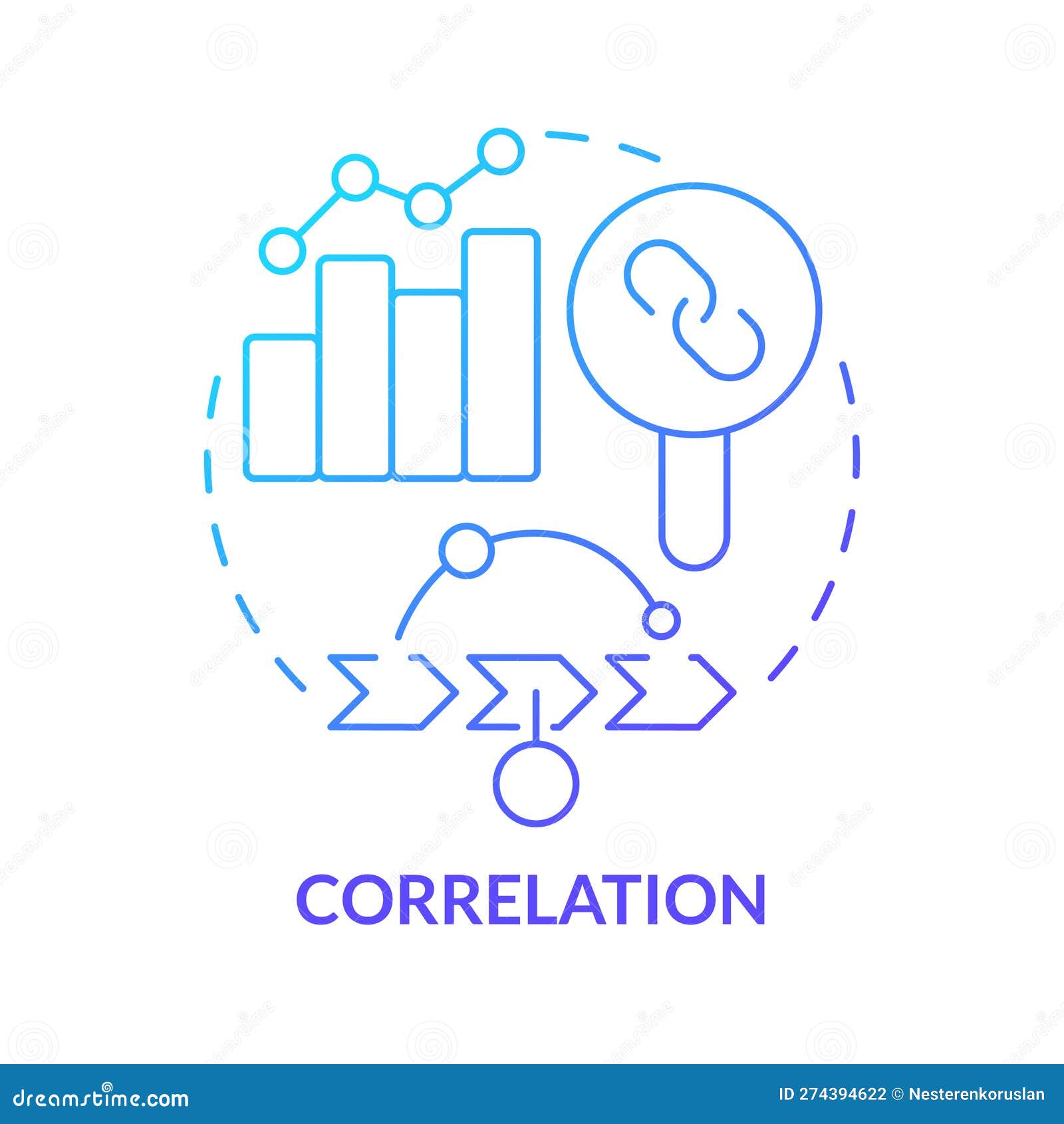 Correlation Blue Gradient Concept Icon Stock Vector - Illustration of ...