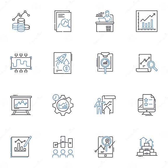 Correlational Analysis Line Icons Collection. Correlation, Association ...