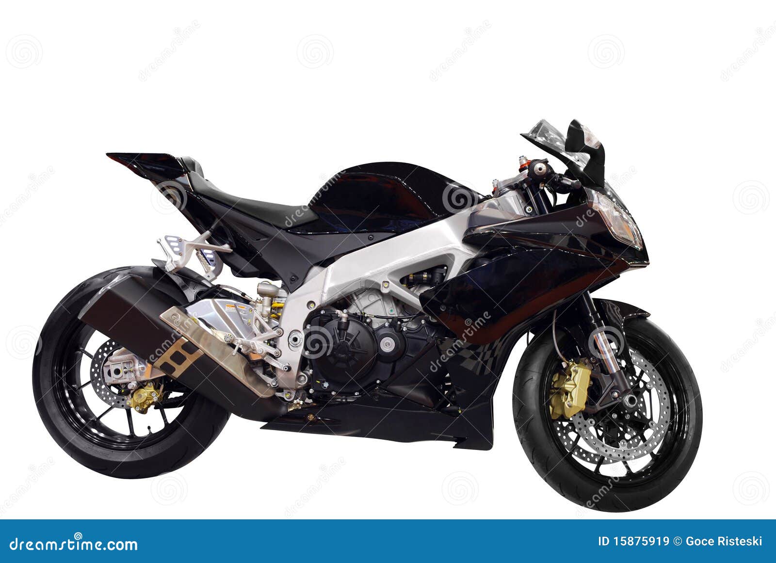 Correndo Motocicletta Nera Isolata Immagine Stock - Immagine di corsa ...