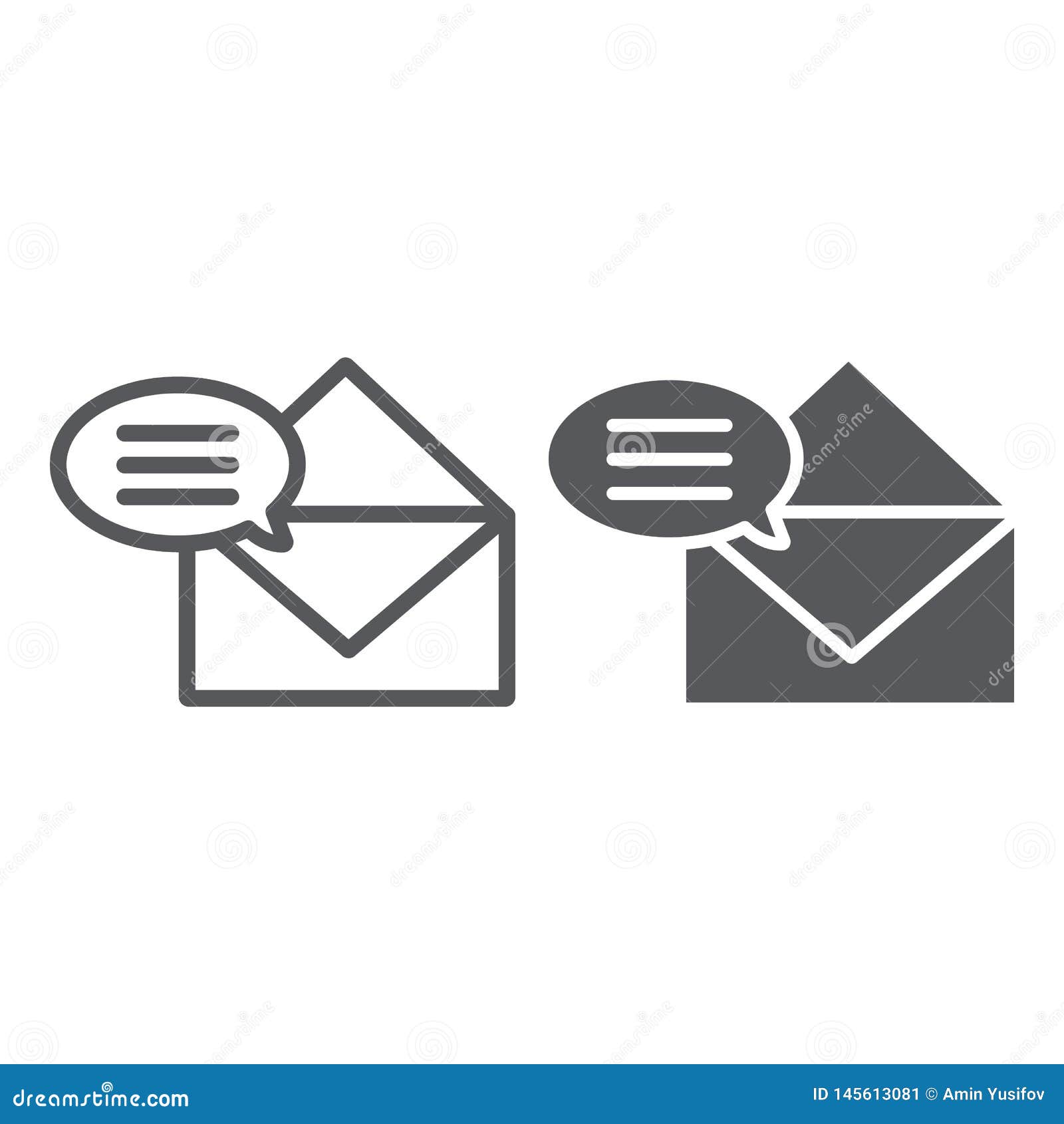 Correspondence Line Icons Collection. Letters, Communication, Email ...