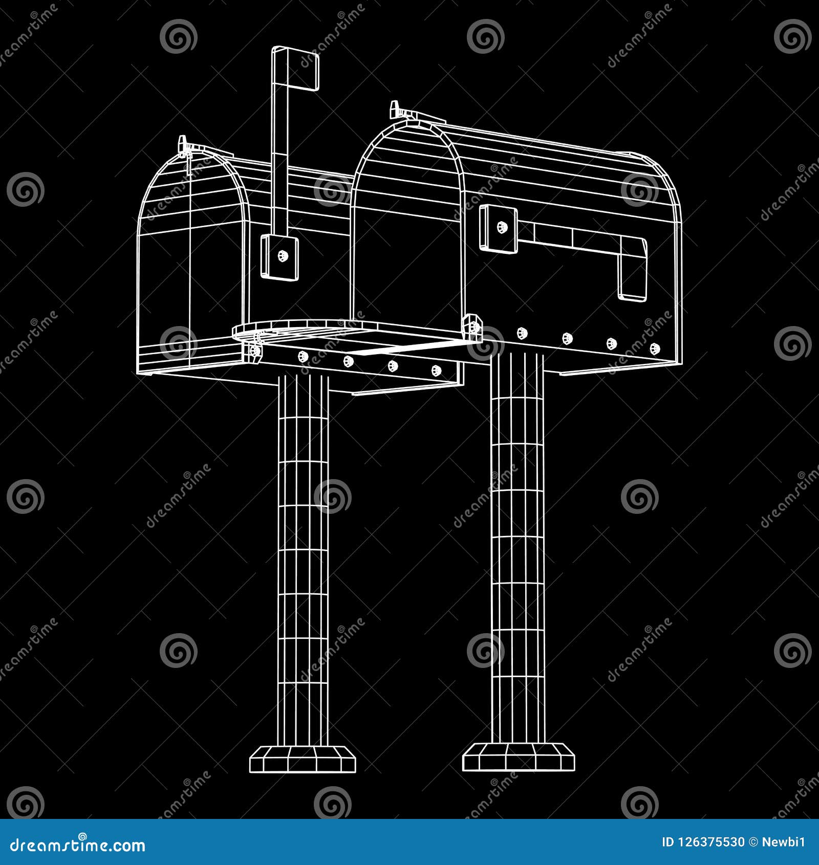 Correspondence Mailbox Wireframe Stock Vector - Illustration of letters ...