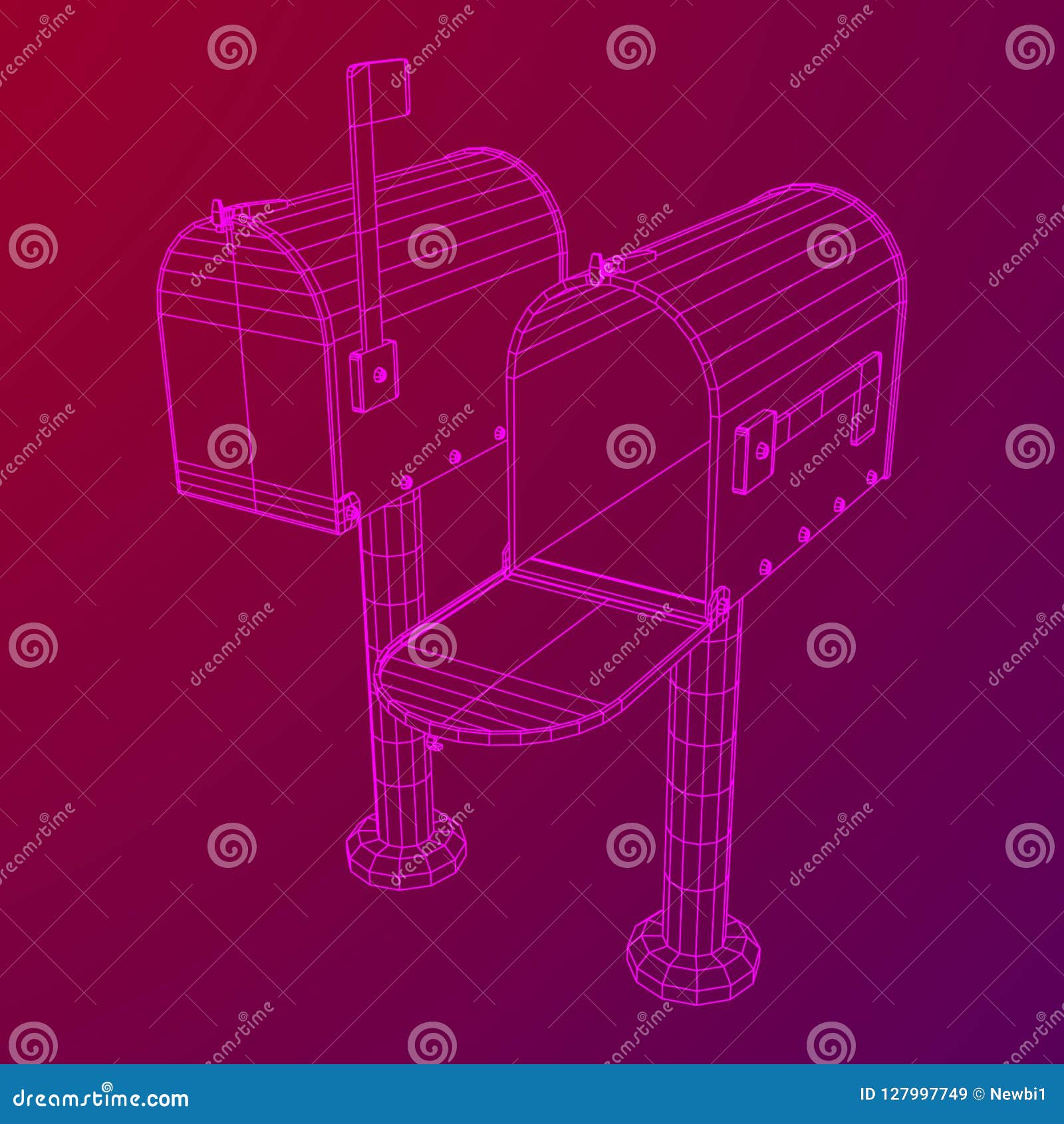 Correspondence Mailbox Wireframe Stock Vector - Illustration of ...