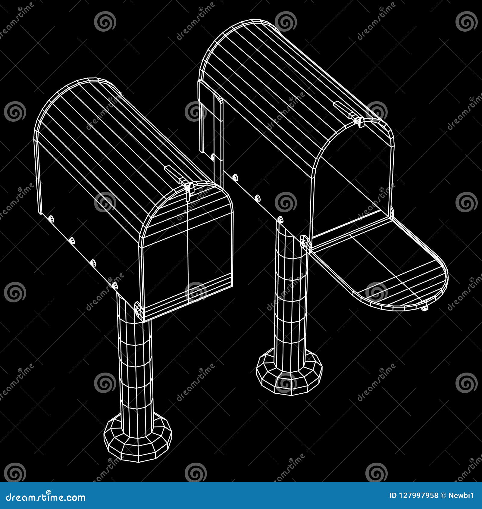 Correspondence Mailbox Wireframe Stock Vector - Illustration of ...