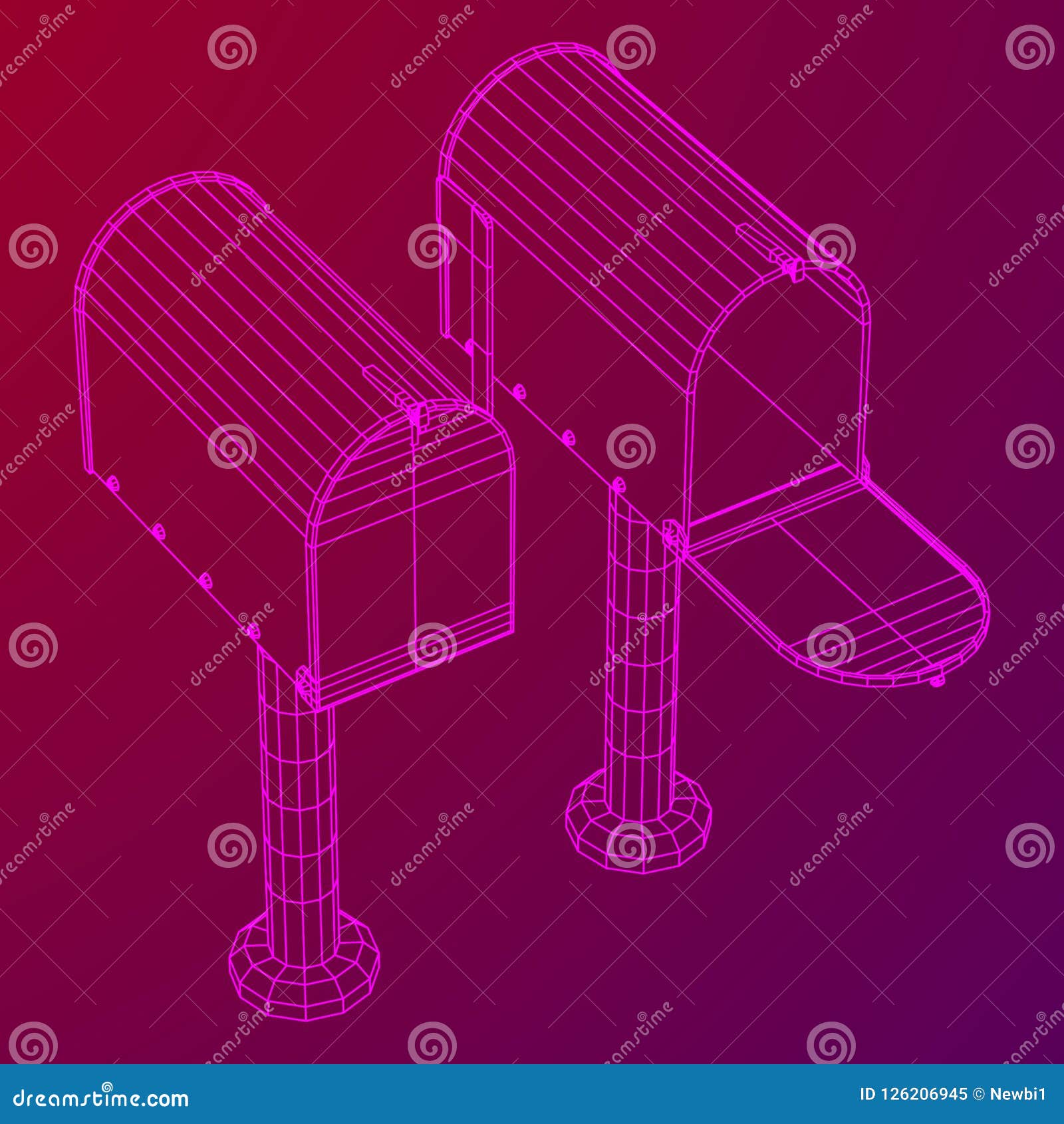 Correspondence Mailbox Wireframe Stock Vector - Illustration of ...