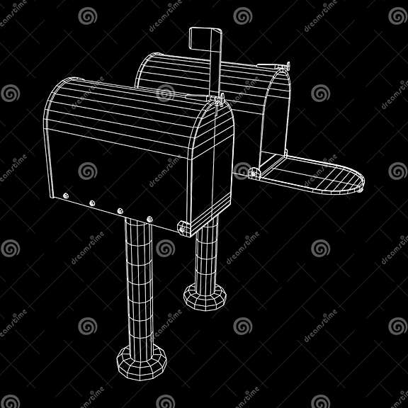 Correspondence Mailbox Wireframe Stock Vector - Illustration of design ...