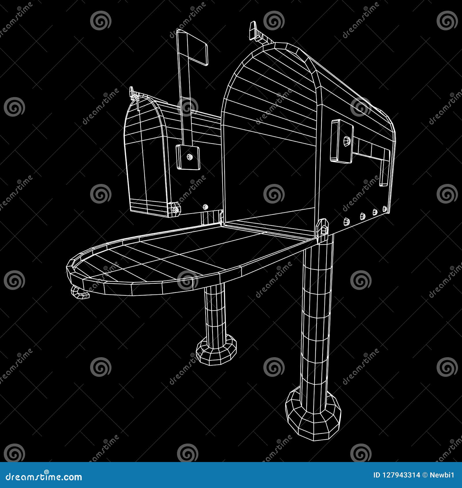 Correspondence Mailbox Wireframe Stock Vector - Illustration of ...