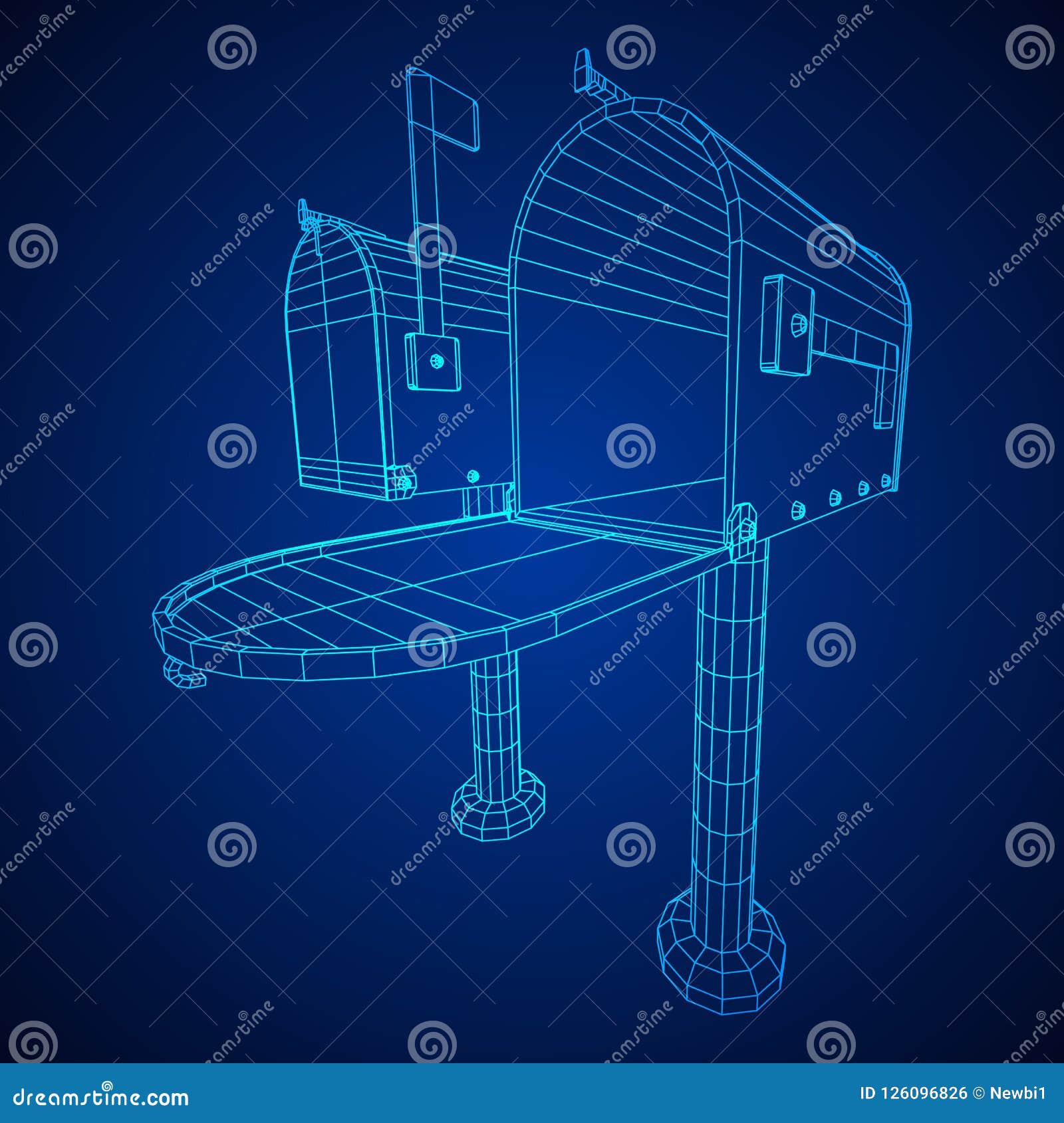Correspondence Mailbox Wireframe Stock Vector - Illustration of ...
