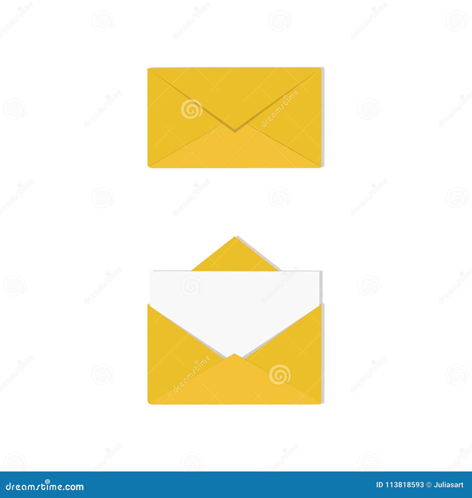 A Set of Open and Closed Envelopes with Letter. Correspondence, Stock ...