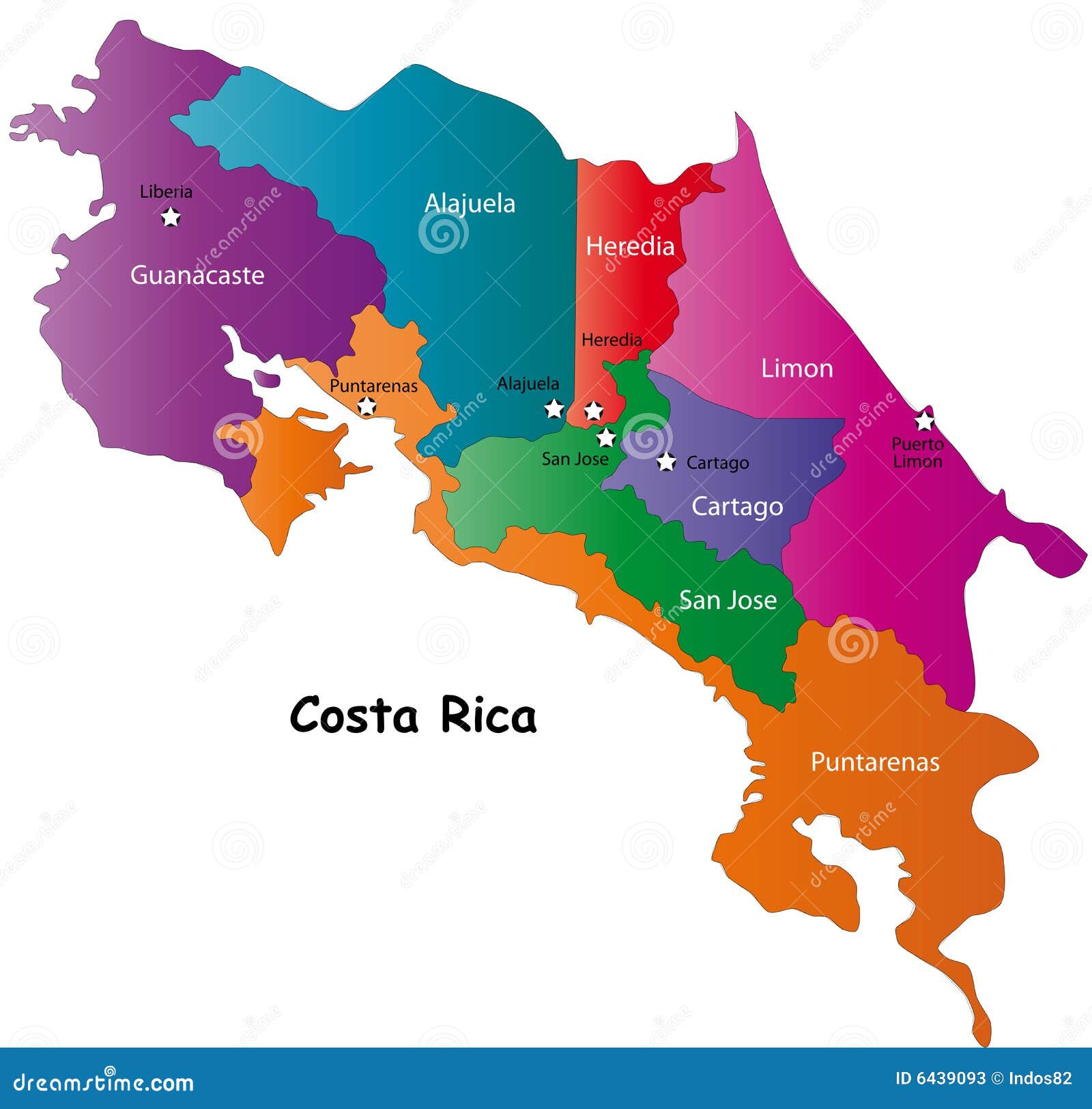Mapa De Regiones De Costa Rica