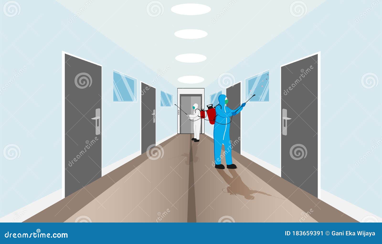 Corona Virus Sterilization at the Corridor Stock Vector - Illustration ...