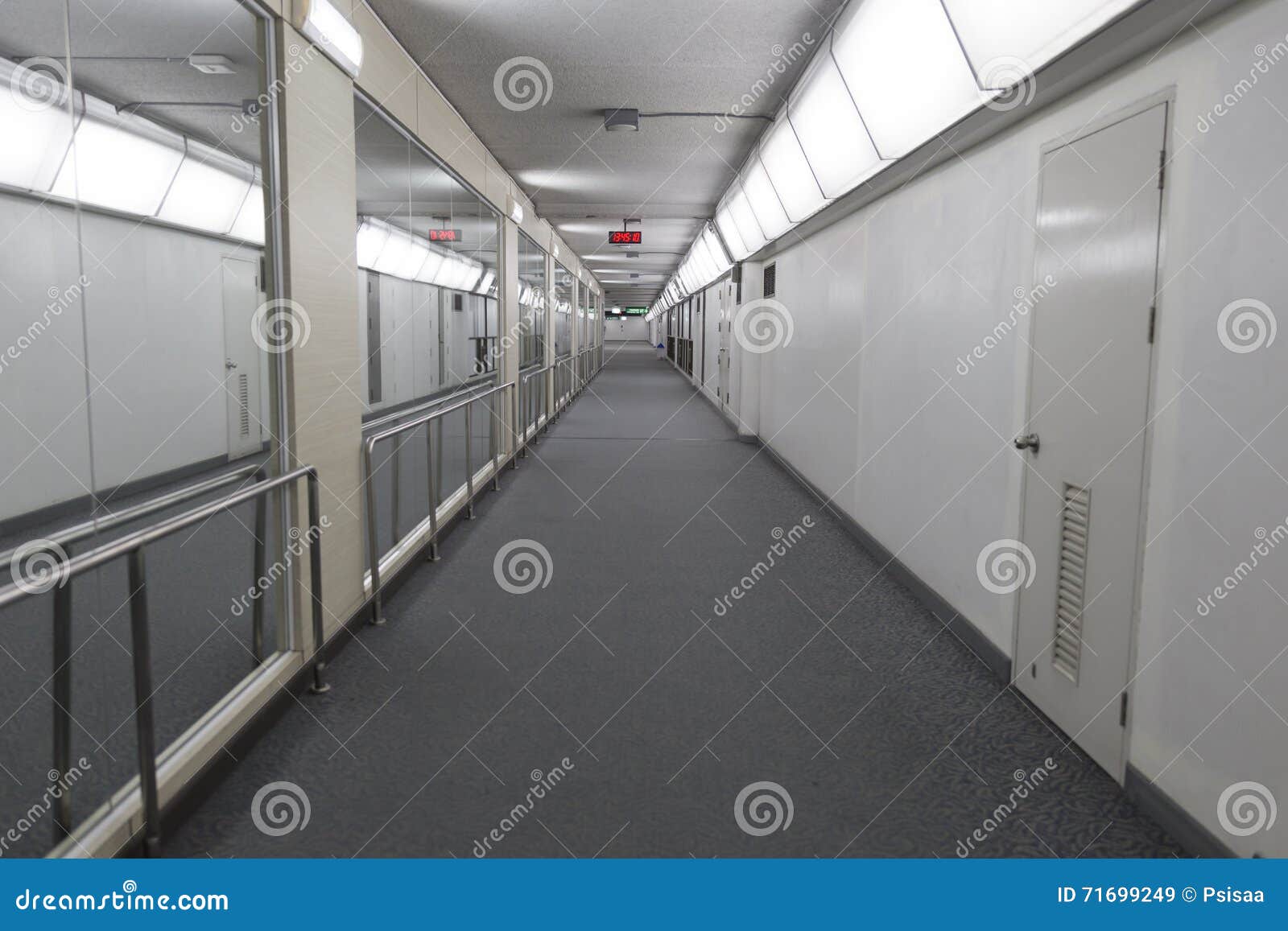 Corridor in Airport Terminal Building Stock Image - Image of interior ...