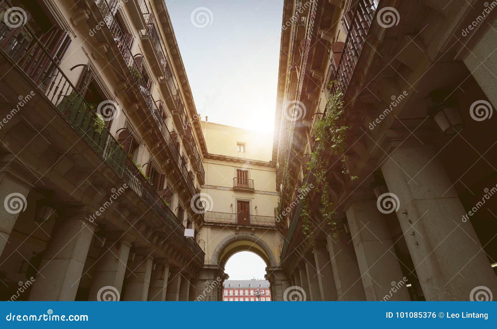 Corridor between of the Ancient Buildings with Gateway Arch at S Stock ...