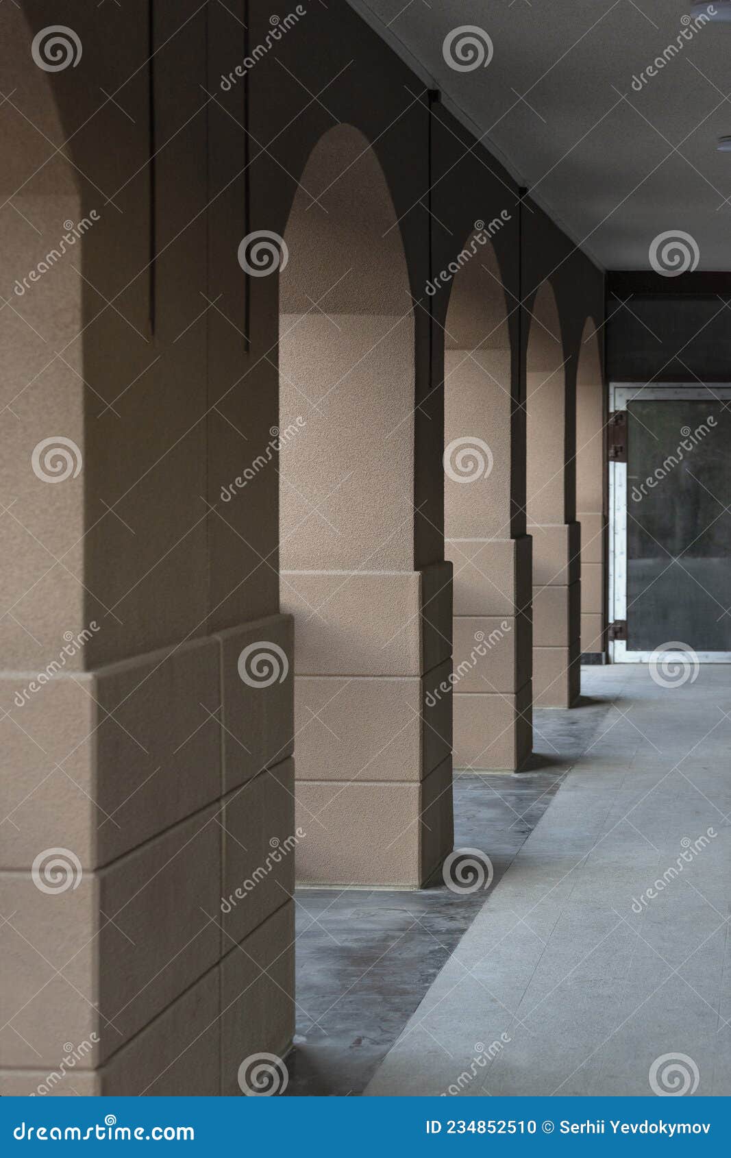 Corridor with Arches. Arcade in the Construction of Modern Buildings ...