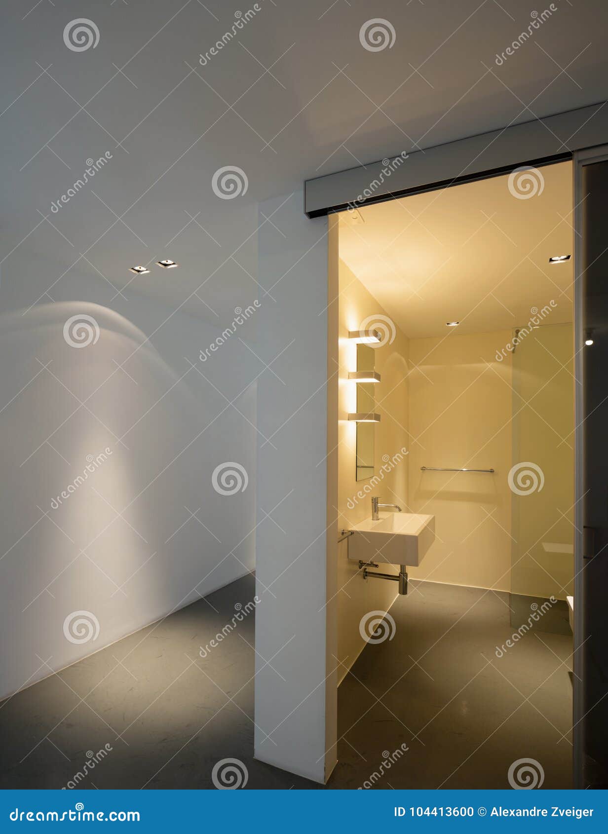 Spotlight in Corridor and Bathroom Stock Photo - Image of corridor ...