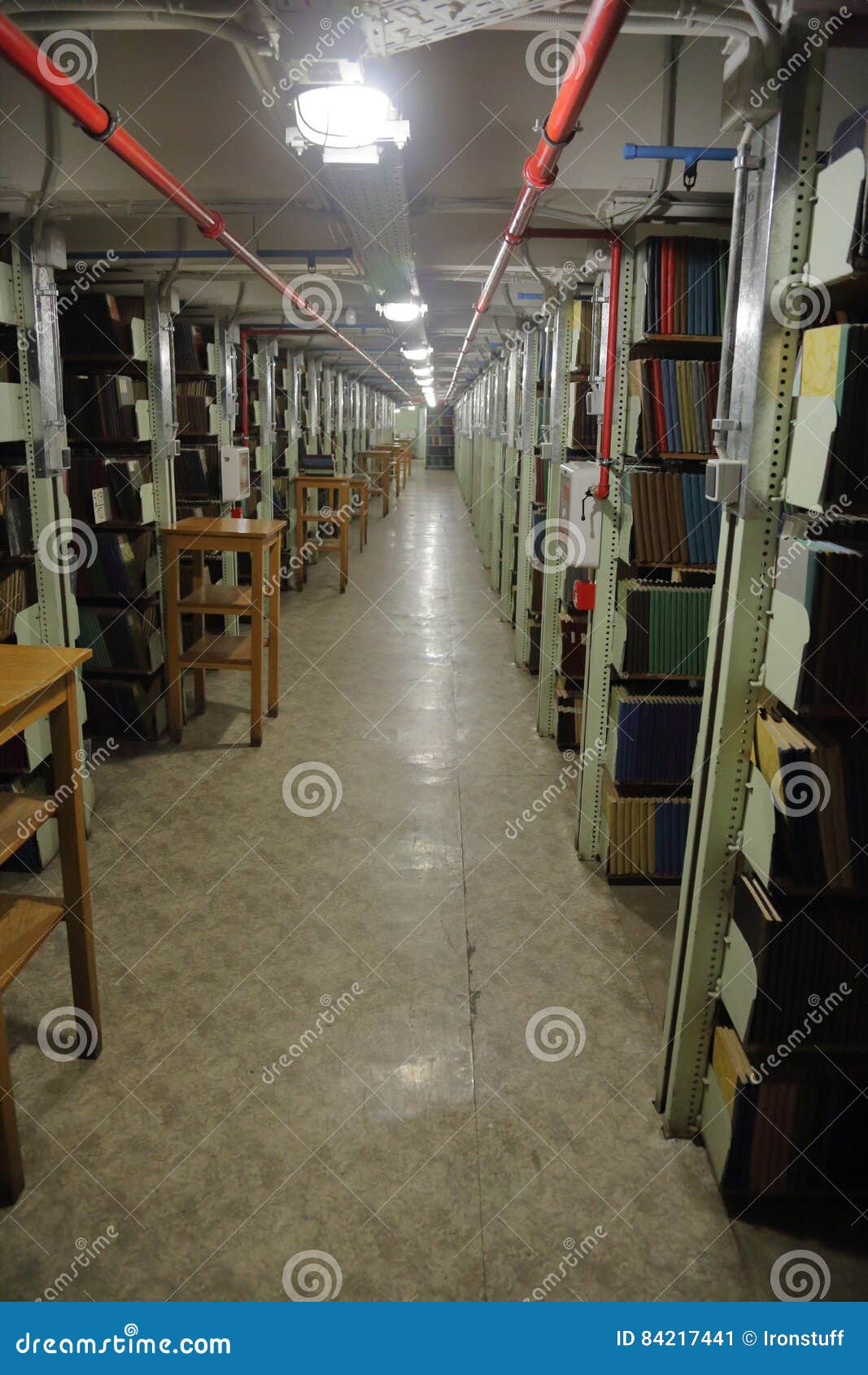 Corridor in Book Depository Stock Image - Image of shelves, archive ...